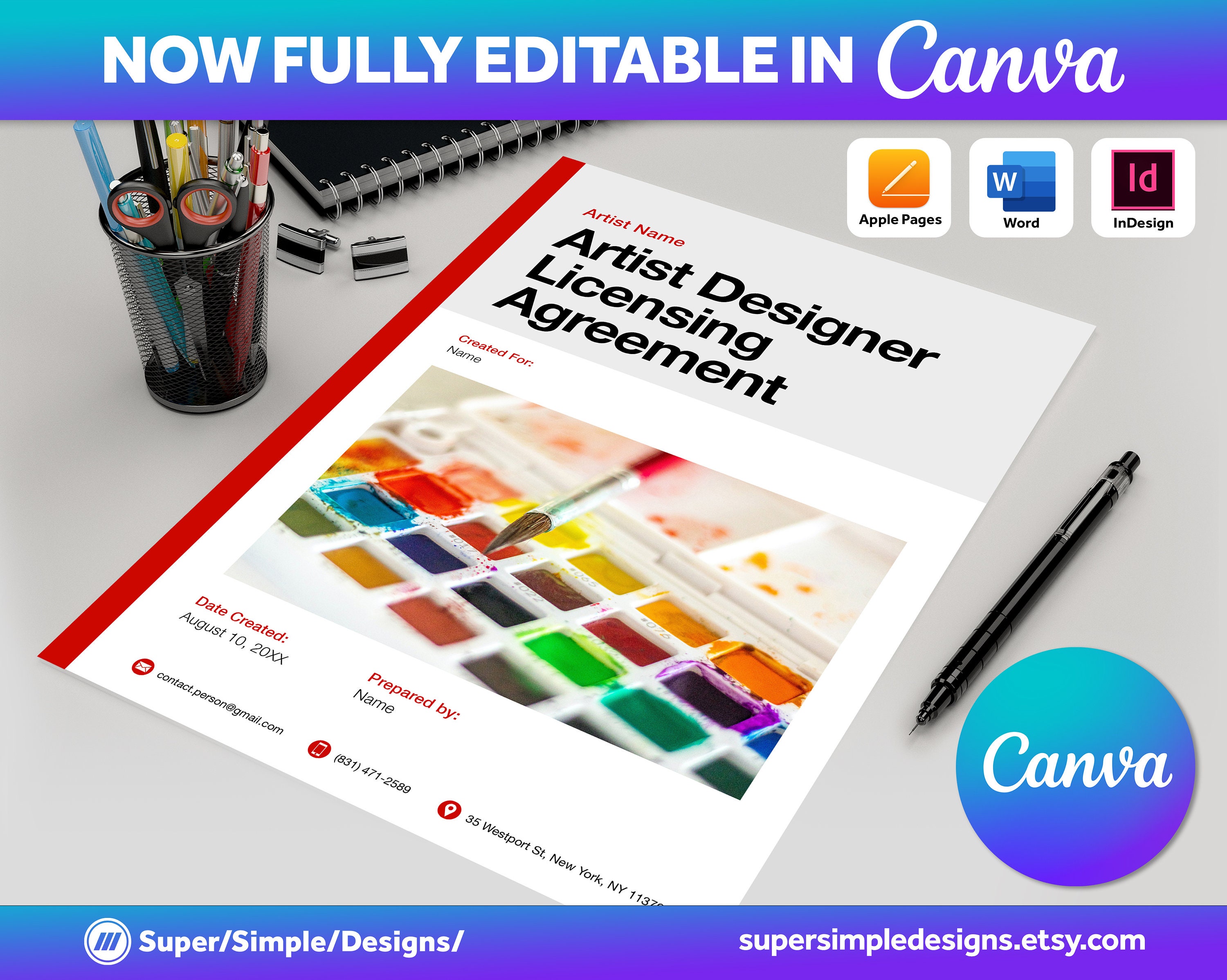 Canva Artist Designer Licensing Agreement Template Fully Written ...