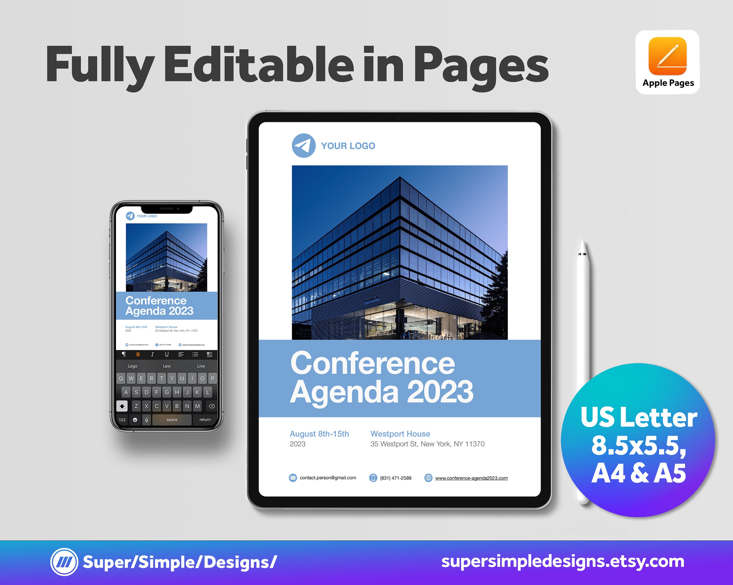 Conference Exhibition Agenda Template for Canva, Pages, Word and ...