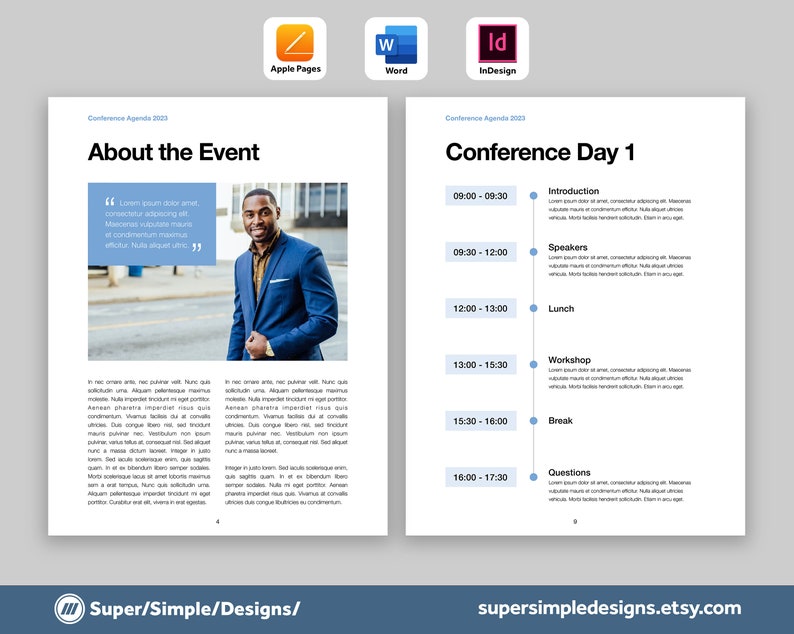 Conference Agenda Template for Pages, Word and Indesign | 24 Fully ...