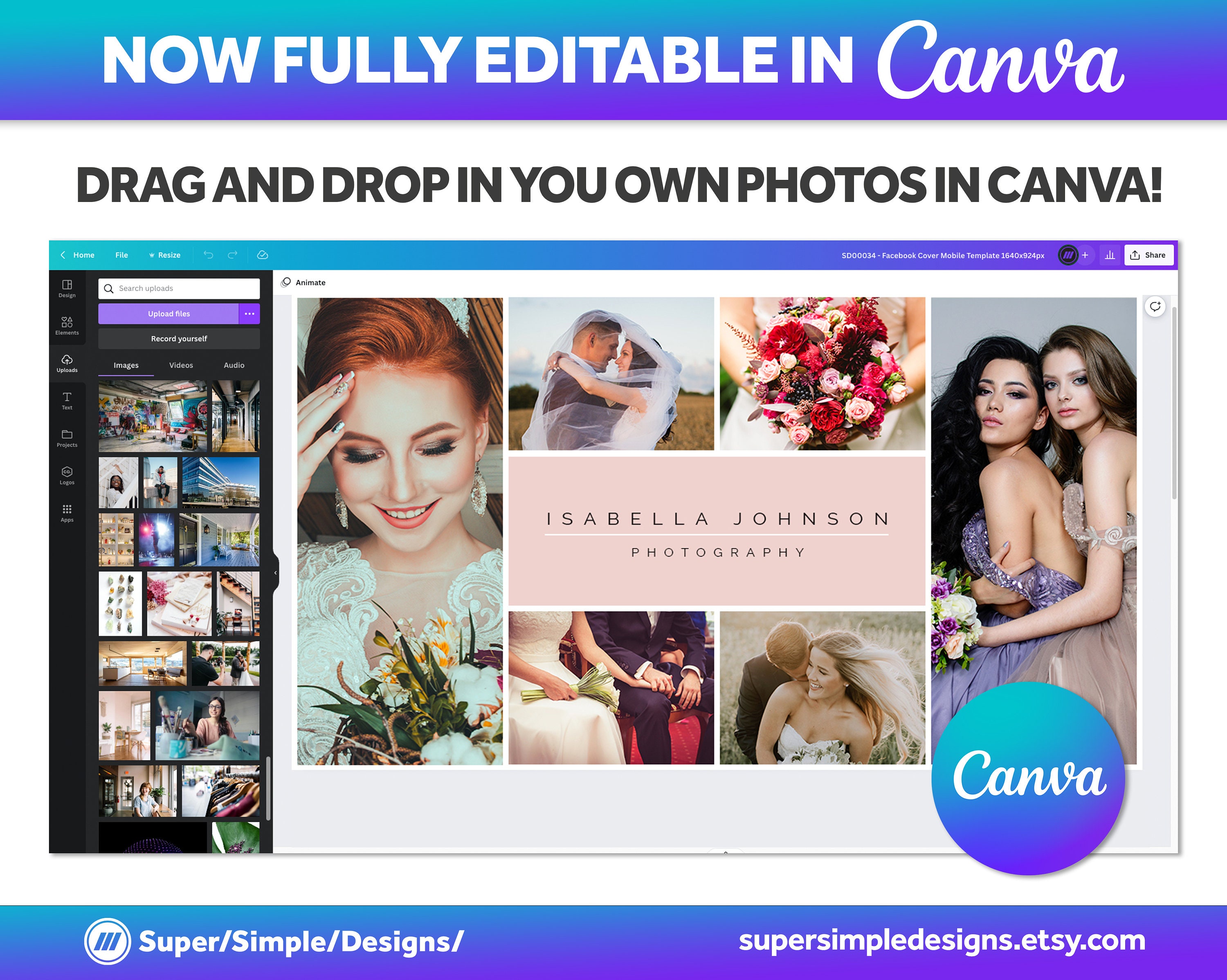 Canva Facebook Cover Photo Template for Photographers Desktop - Etsy