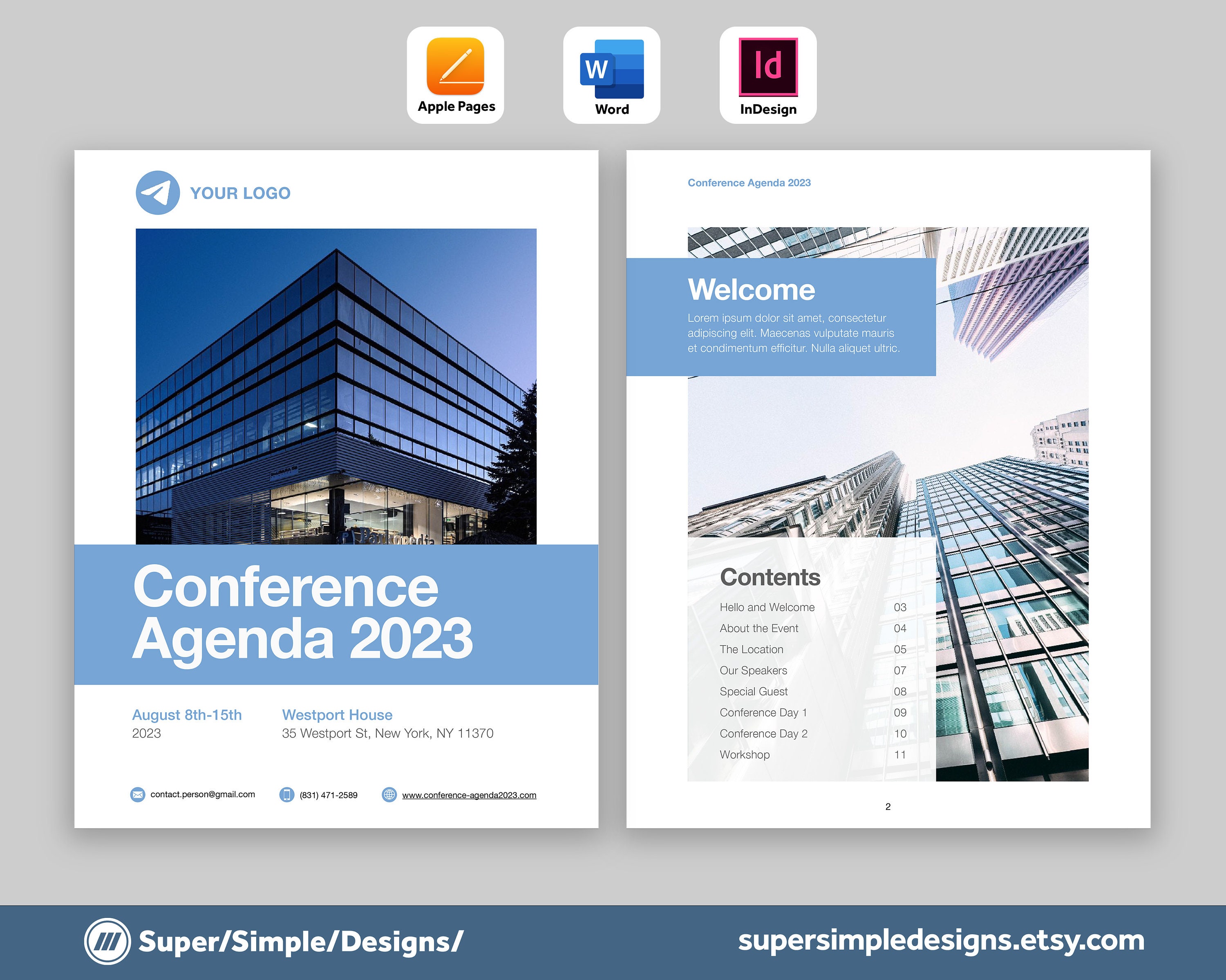 Conference Agenda Template for Pages, Word and Indesign | 24 Fully ...