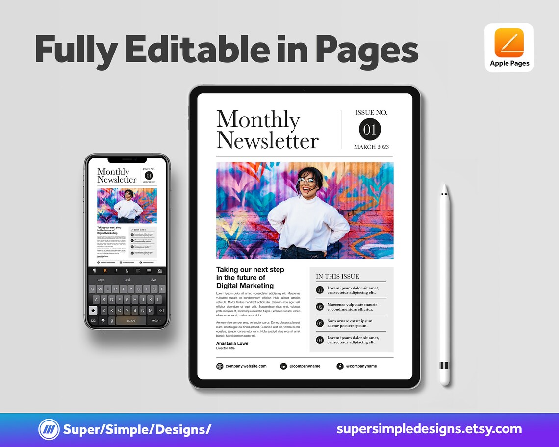 Newsletter Mix and Match Template, Fully Editable in Canva, Pages, Word ...
