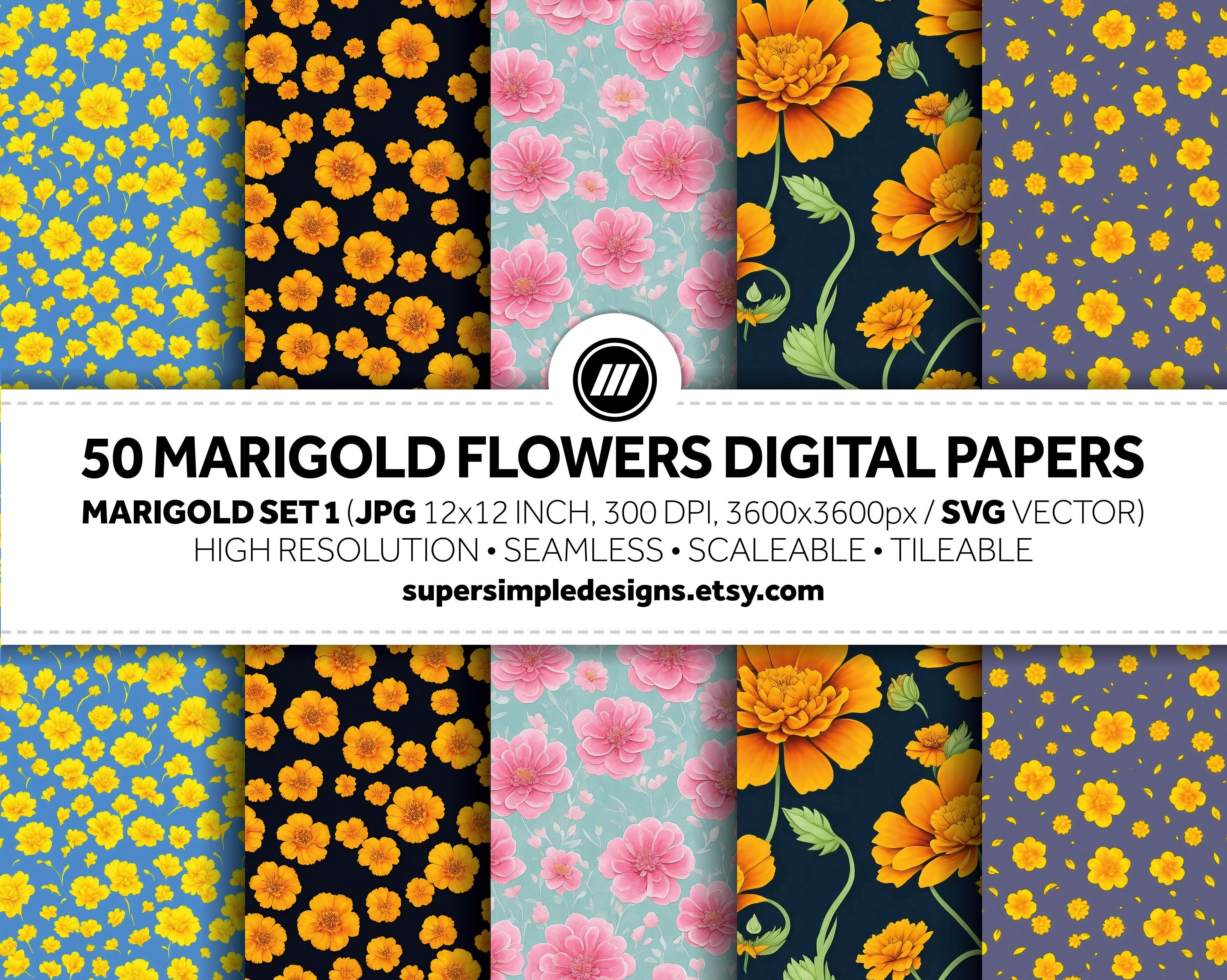 Magical Marigold: Set 1 of Marigold Floral Bliss. Immerse in the Allure ...