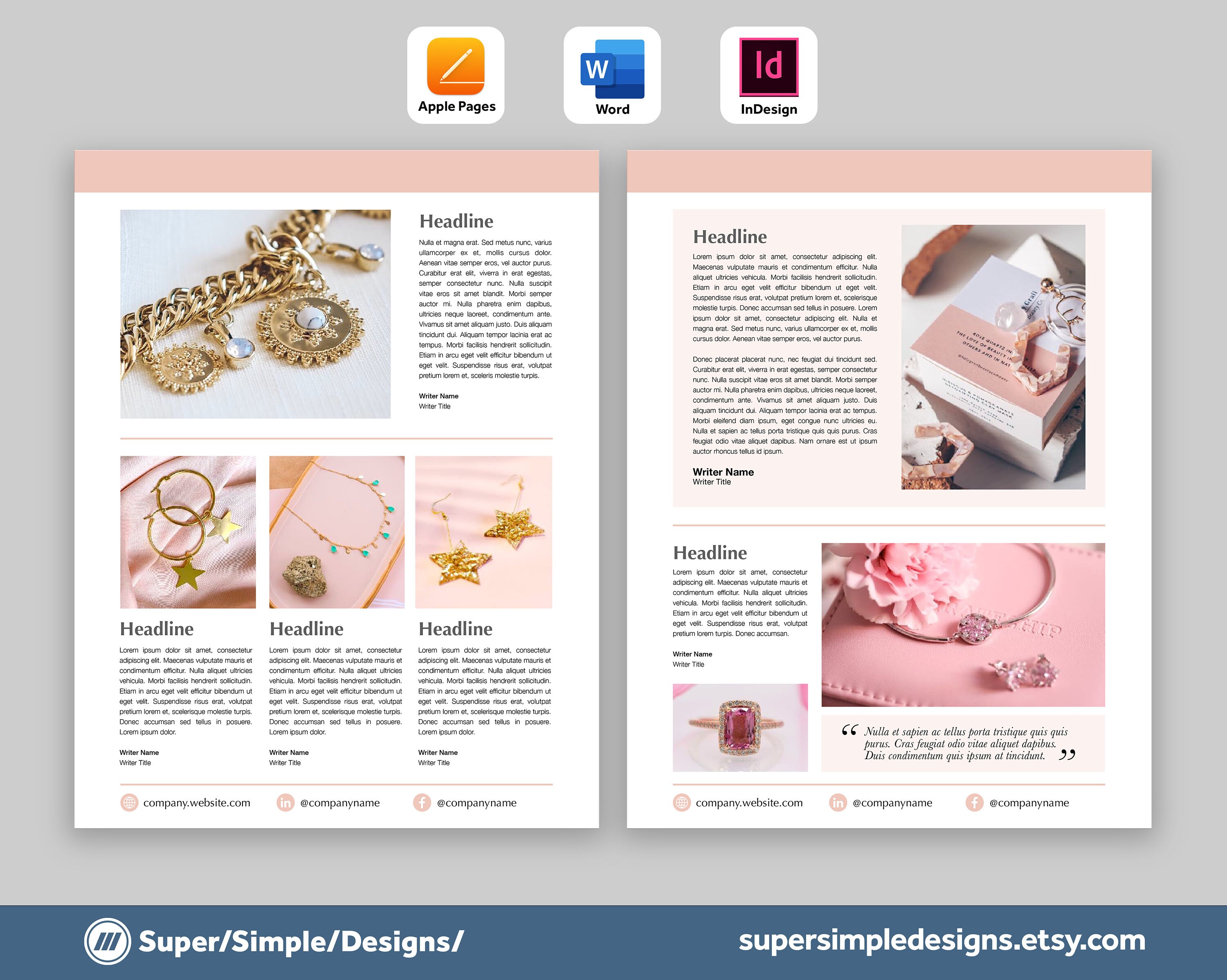 Sales Newsletter Mix and Match Template, Fully Editable in Pages, Word ...