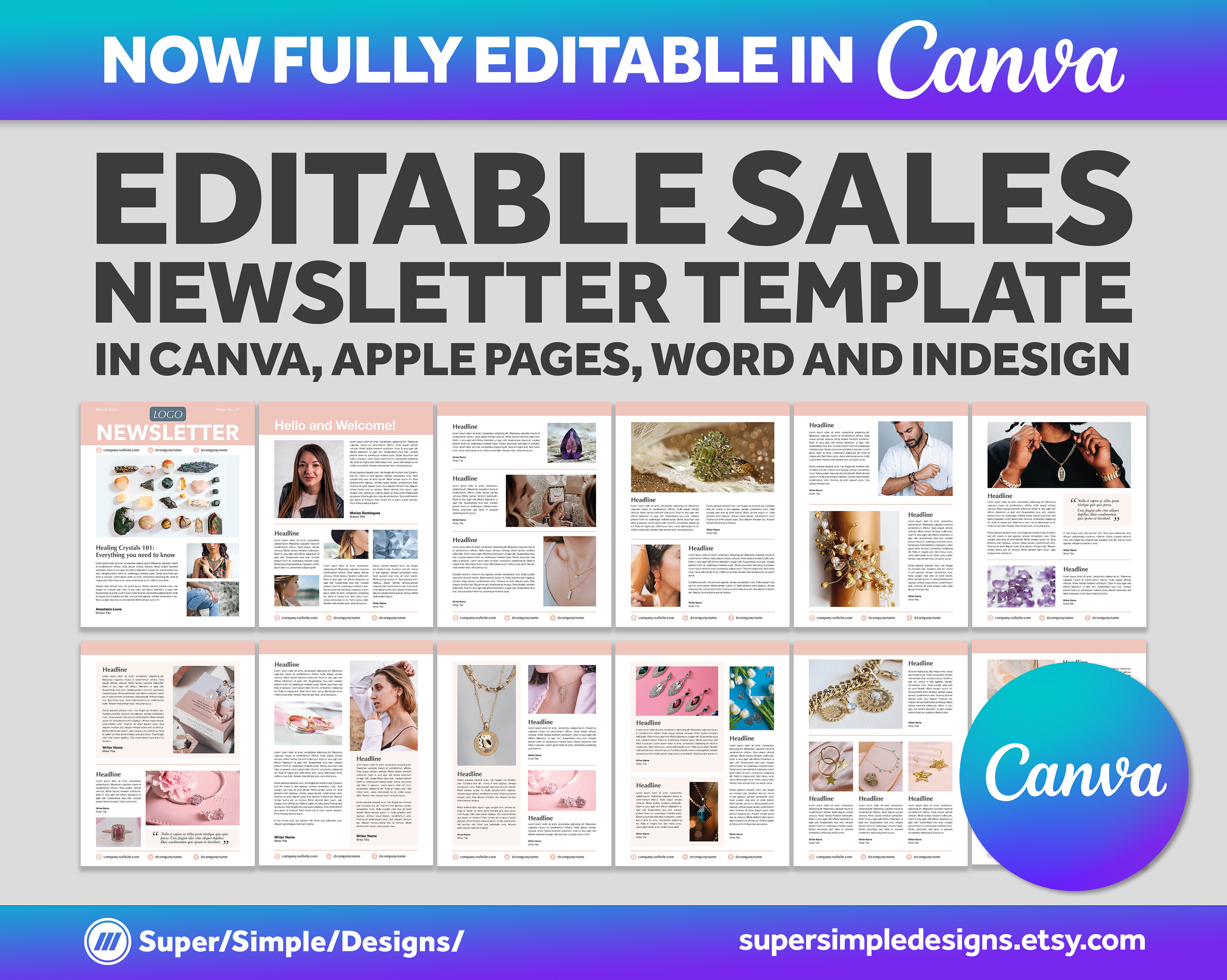 Sales Newsletter Mix and Match Template, Fully Editable in Canva, Pages ...