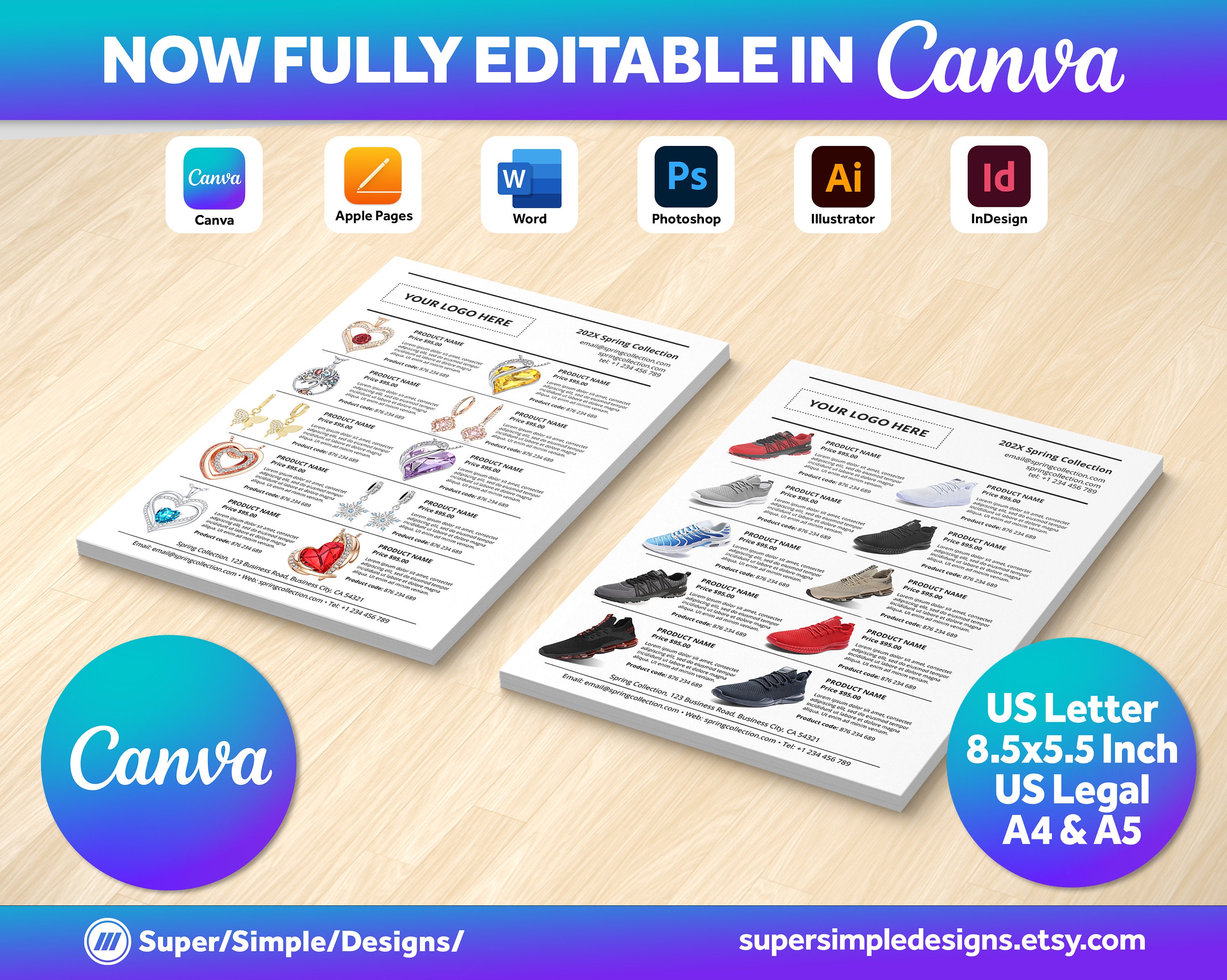 Canva Printable Product Price List, Printable Wholesale Catalog ...
