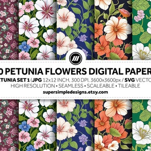 Pretty Petunia Pattern: Set 1 of 50+ Petunia Floral Digital Papers ...
