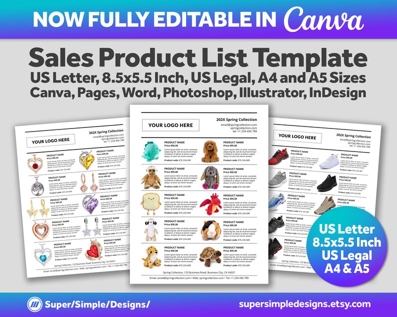 Canva Printable Product Price List, Printable Wholesale Catalog ...