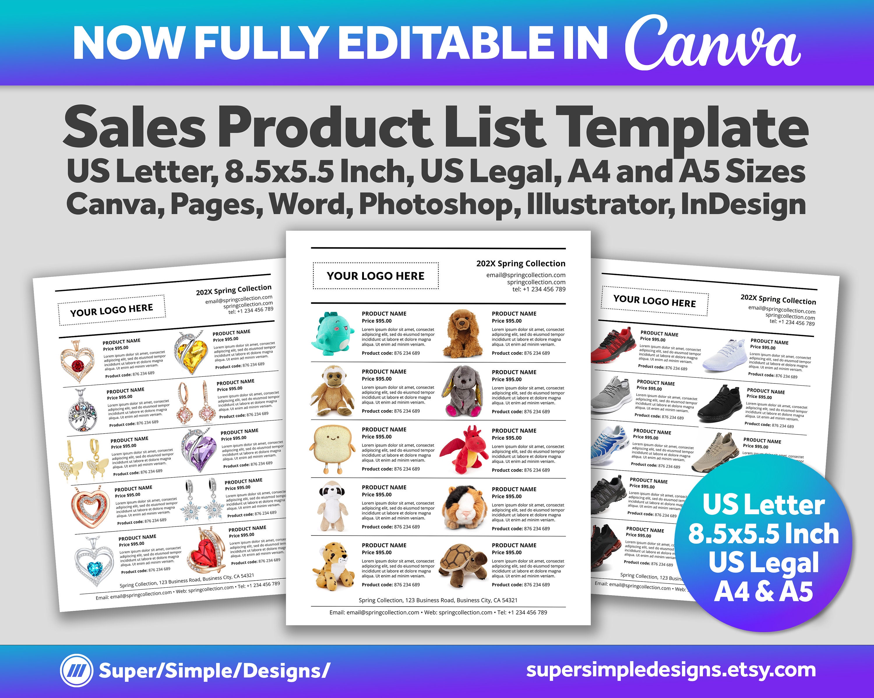 Canva Printable Product Price List, Printable Wholesale Catalog ...