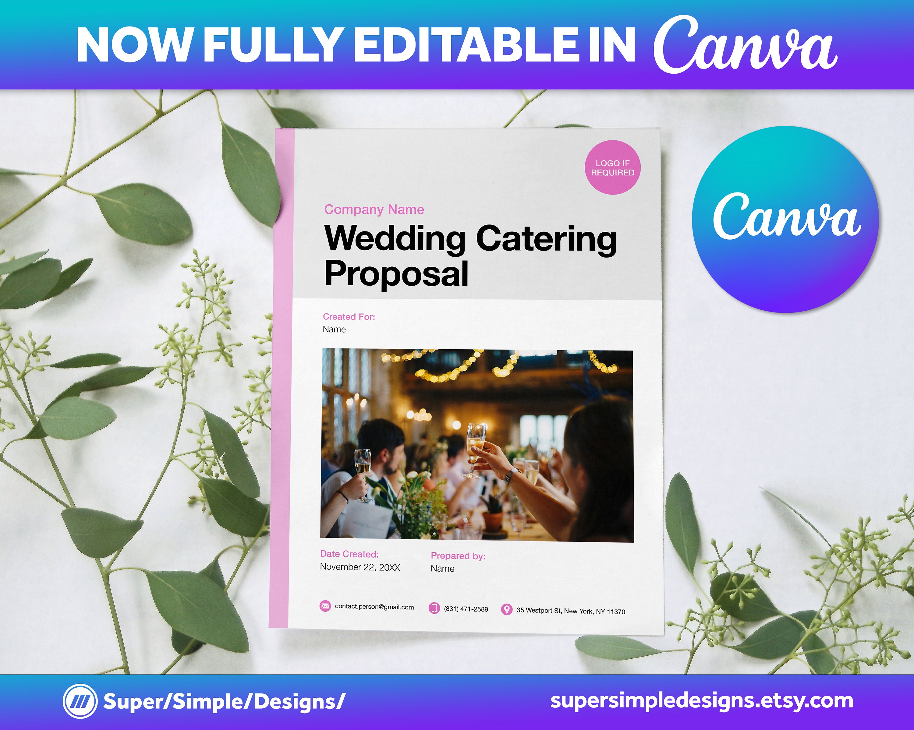 Canva Wedding Catering Proposal Template Written Booking Printable ...