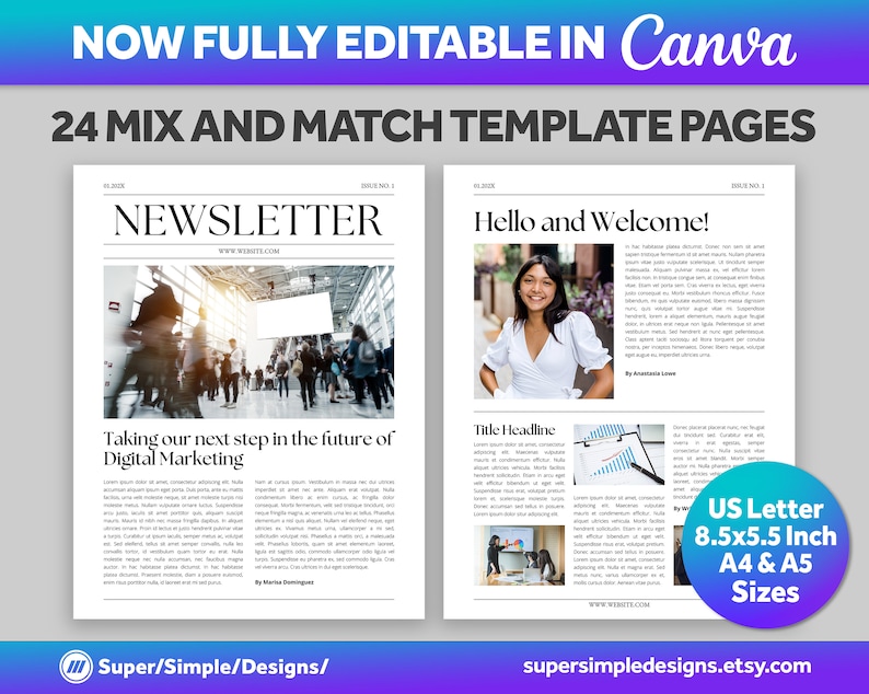 Canva Fold Out and Flyer Style Newsletter Mix and Match Template Cross ...
