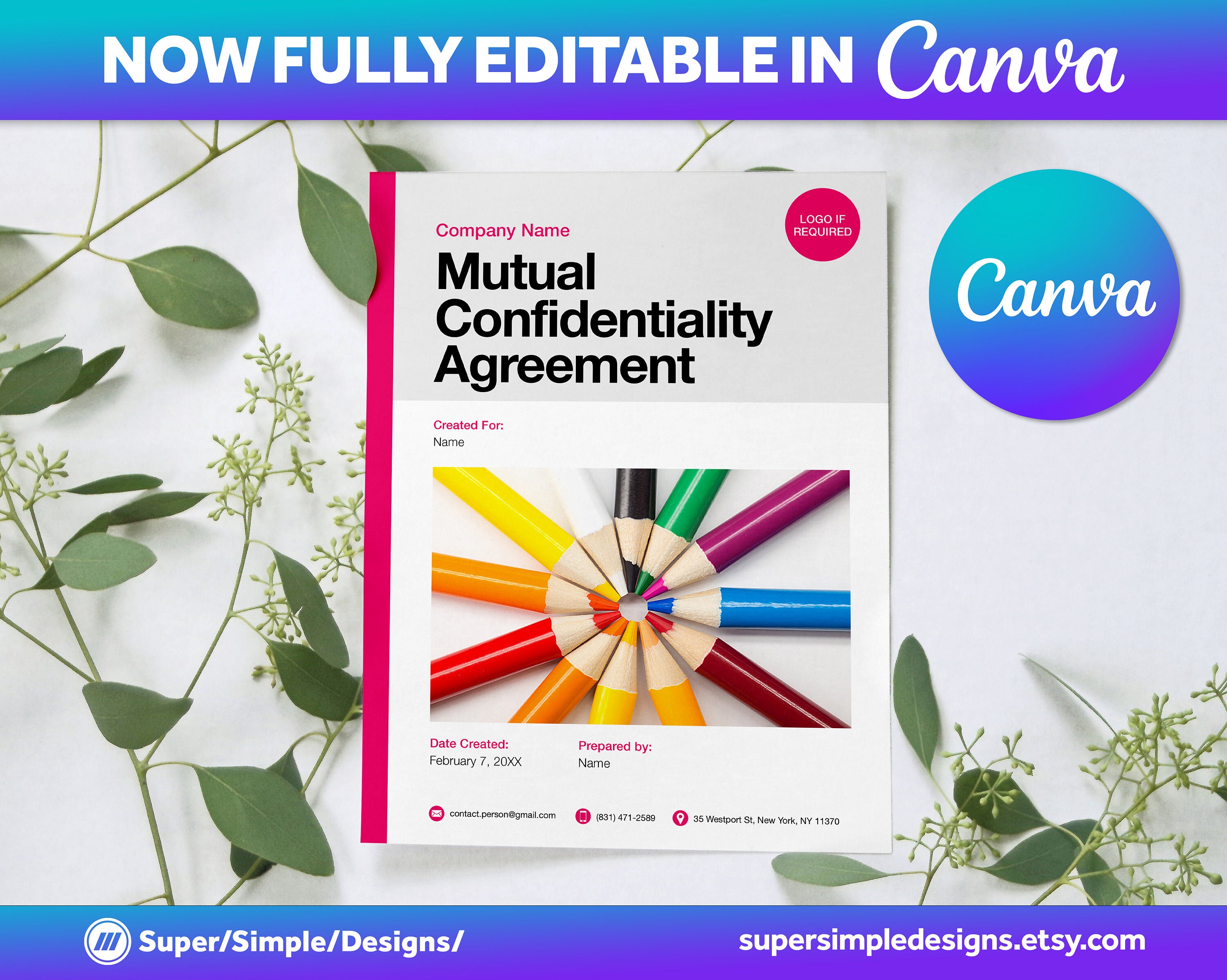 Canva Mutual Confidentiality Agreement Template Written Printable ...
