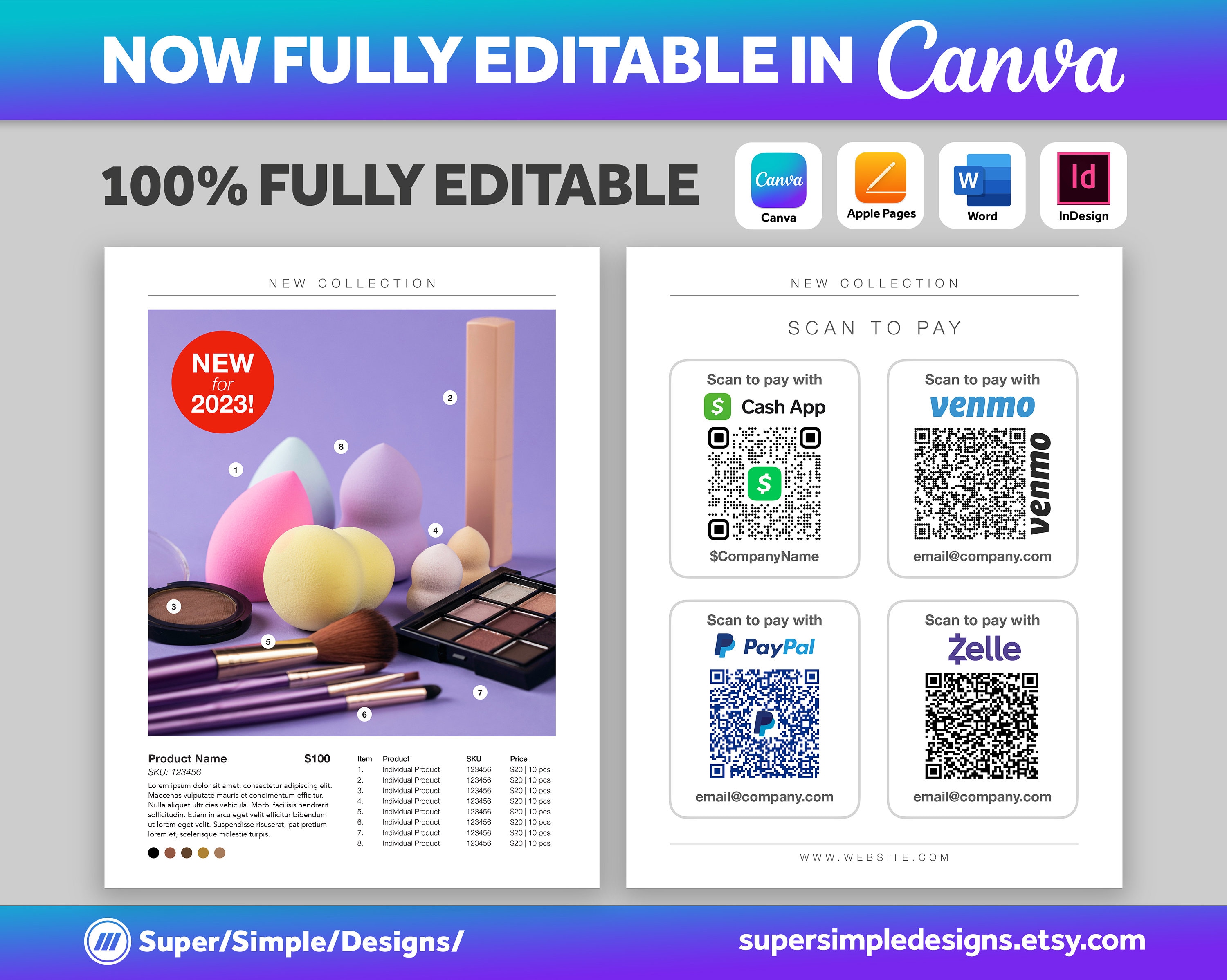 Canva Product Line Sheet Mix & Match Template, 100+ Product Catalog ...