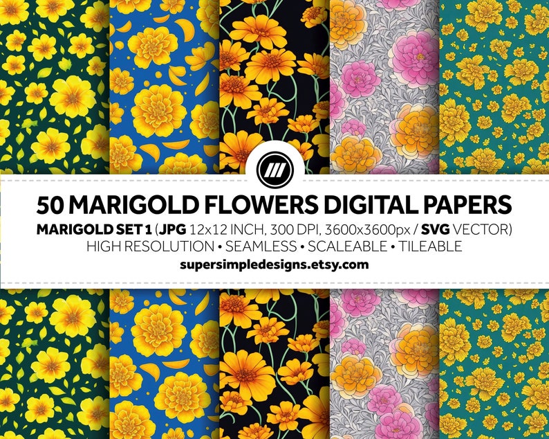 Magical Marigold: Set 1 of Marigold Floral Bliss. Immerse in the Allure ...