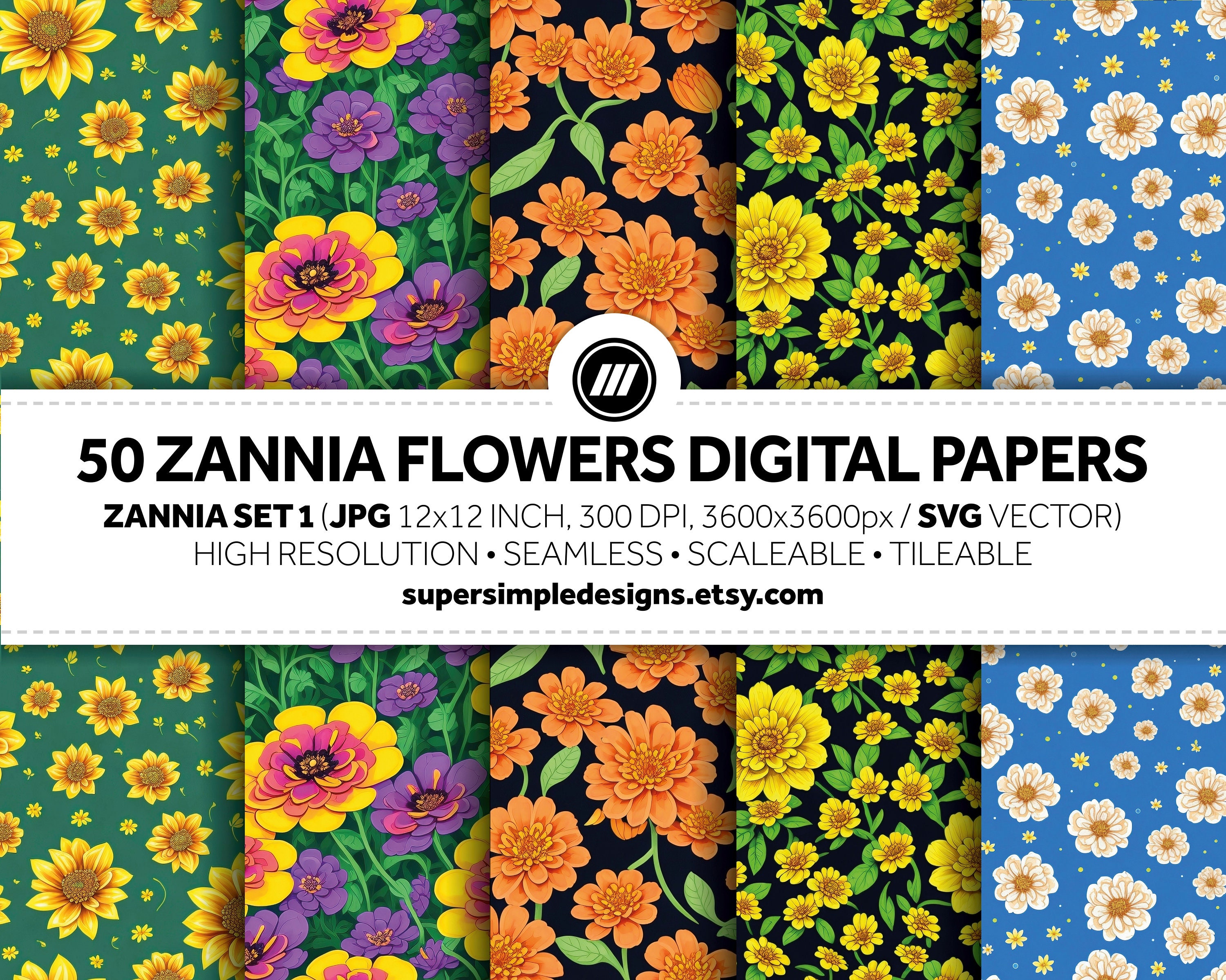 Zinnia Harmony: Set 1 of Zannia Floral Bliss. Immerse Yourself in the ...