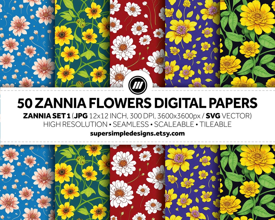 Zinnia Harmony: Set 1 of Zannia Floral Bliss. Immerse Yourself in the ...