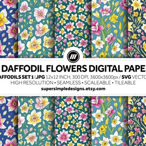 Daffodil Dreamscape: Daffodil Flower Set 1, 50 Digital Papers for ...