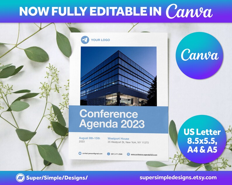 Conference Exhibition Agenda Template for Canva, Pages, Word and ...