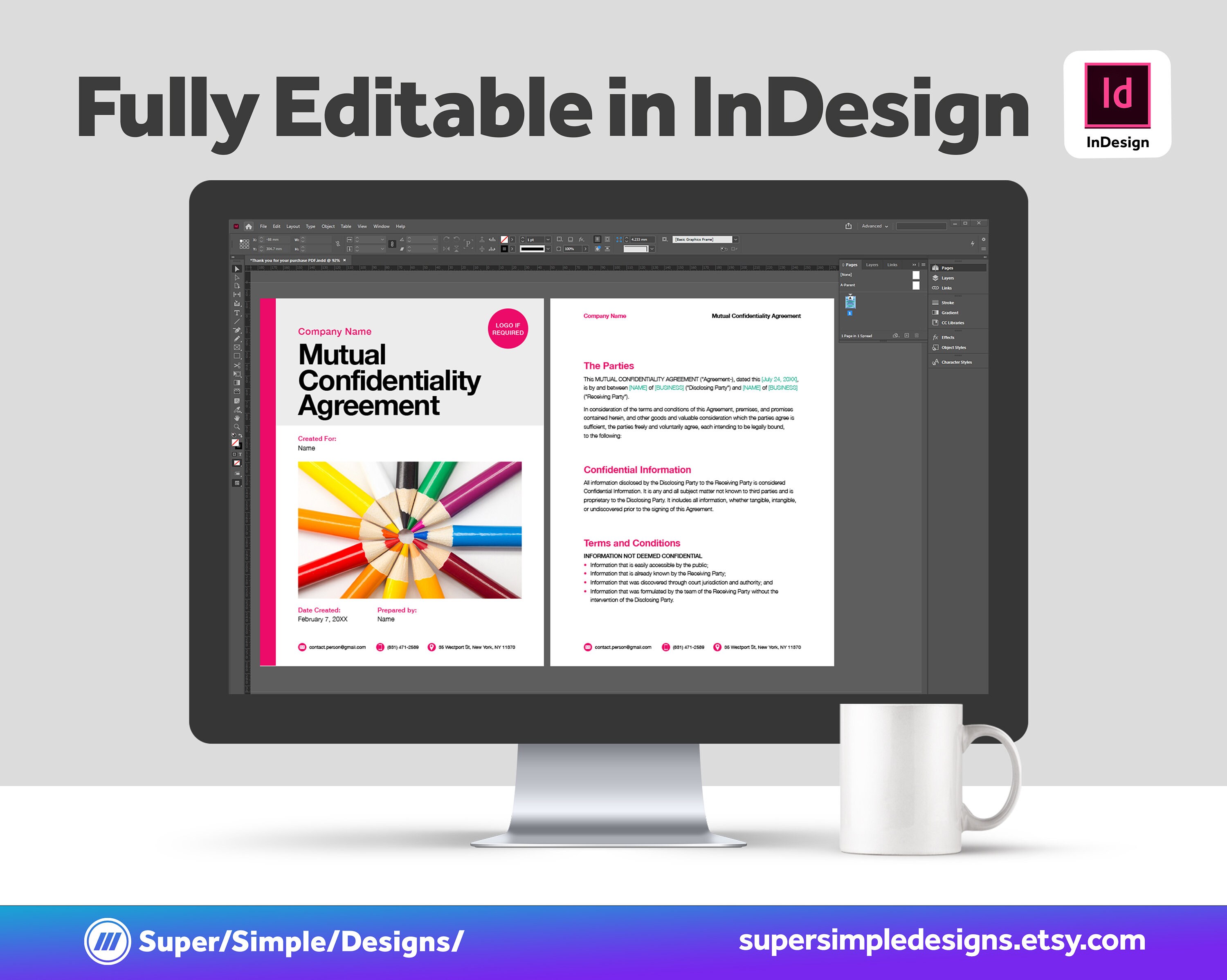 Canva Mutual Confidentiality Agreement Template Written Printable ...