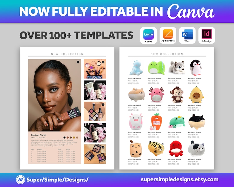 Canva Product Line Sheet Mix & Match Template, 100+ Product Catalog ...
