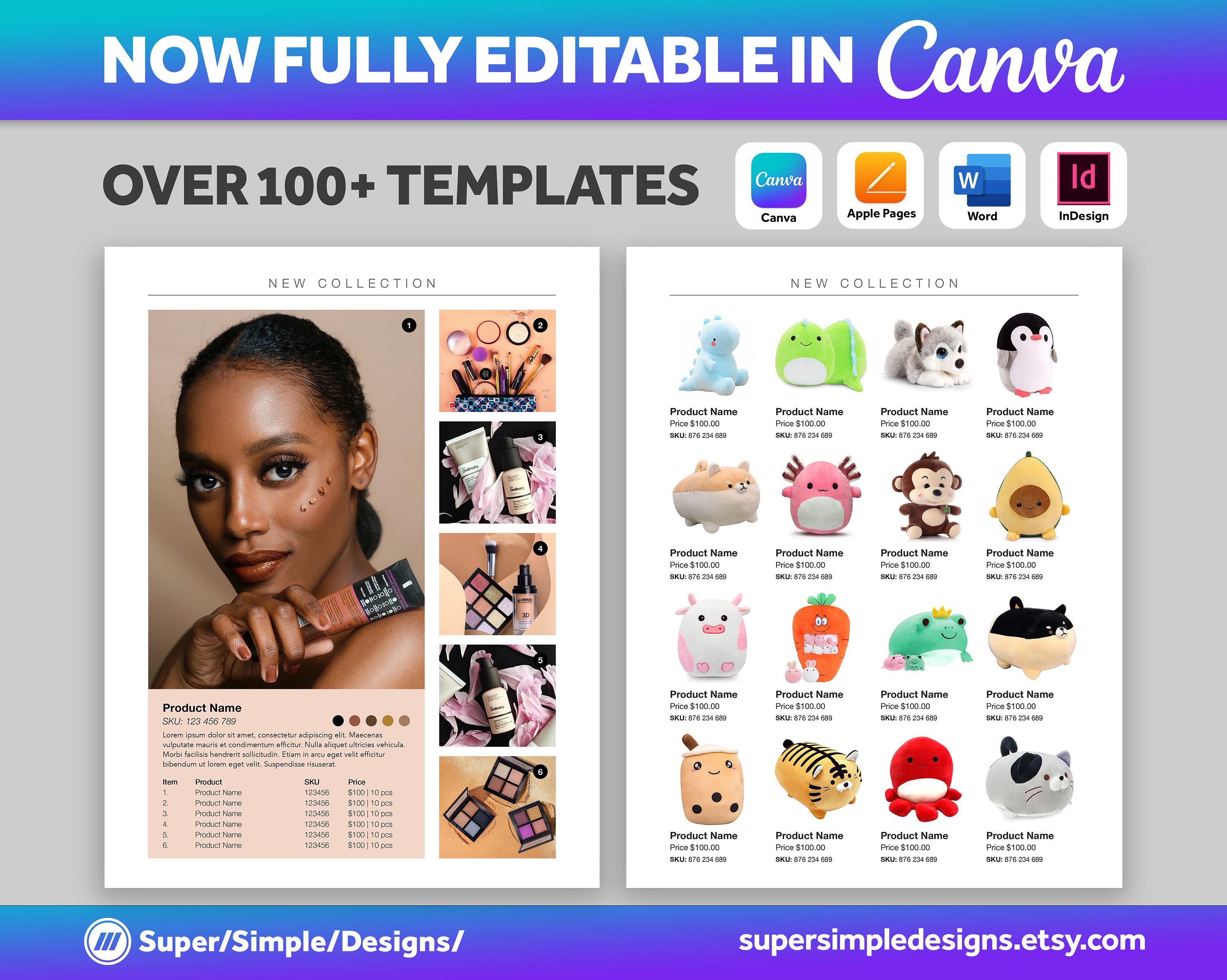Canva Product Line Sheet Mix & Match Template, 100+ Product Catalog ...