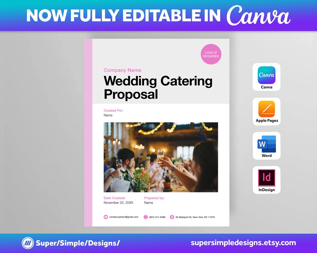 Canva Wedding Catering Proposal Template Written Booking Printable ...