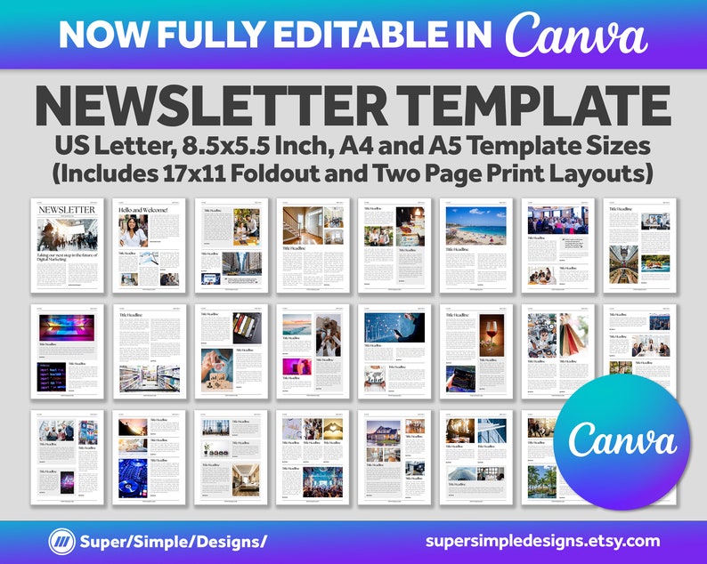 Canva Fold Out and Flyer Style Newsletter Mix and Match Template Cross ...