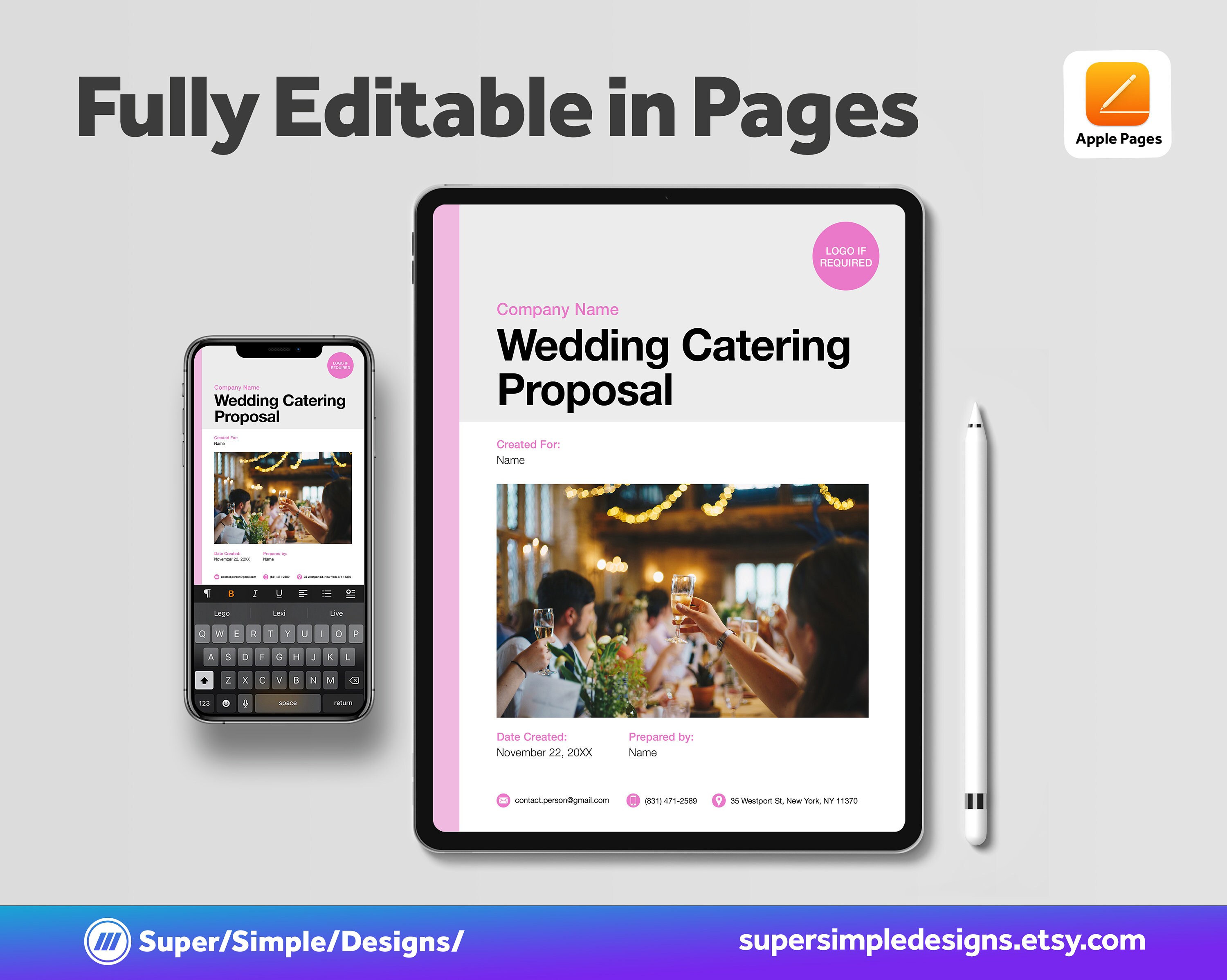 Canva Wedding Catering Proposal Template Written Booking Printable ...