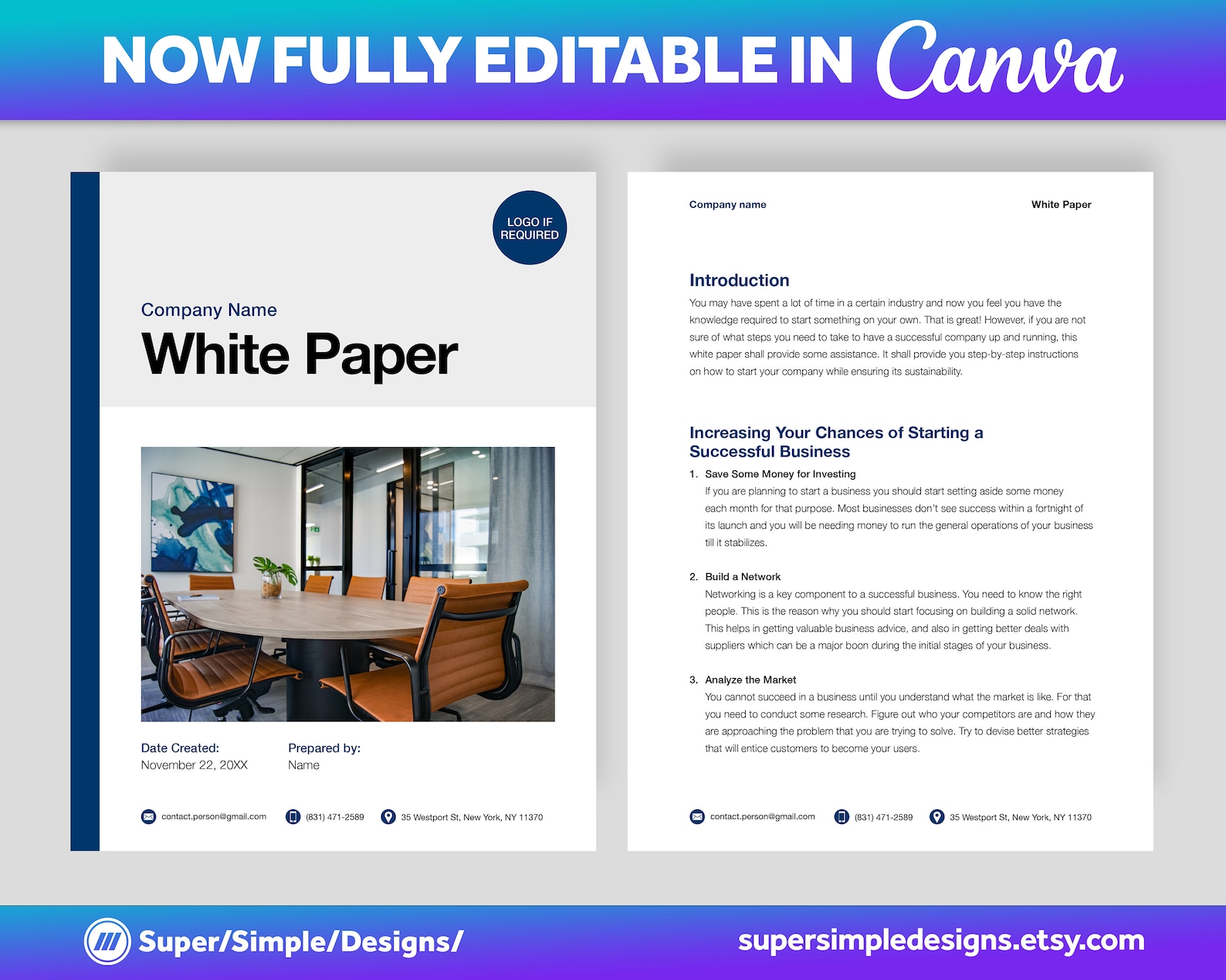 Canva Printable White Paper Template | Fully Written White Paper ...