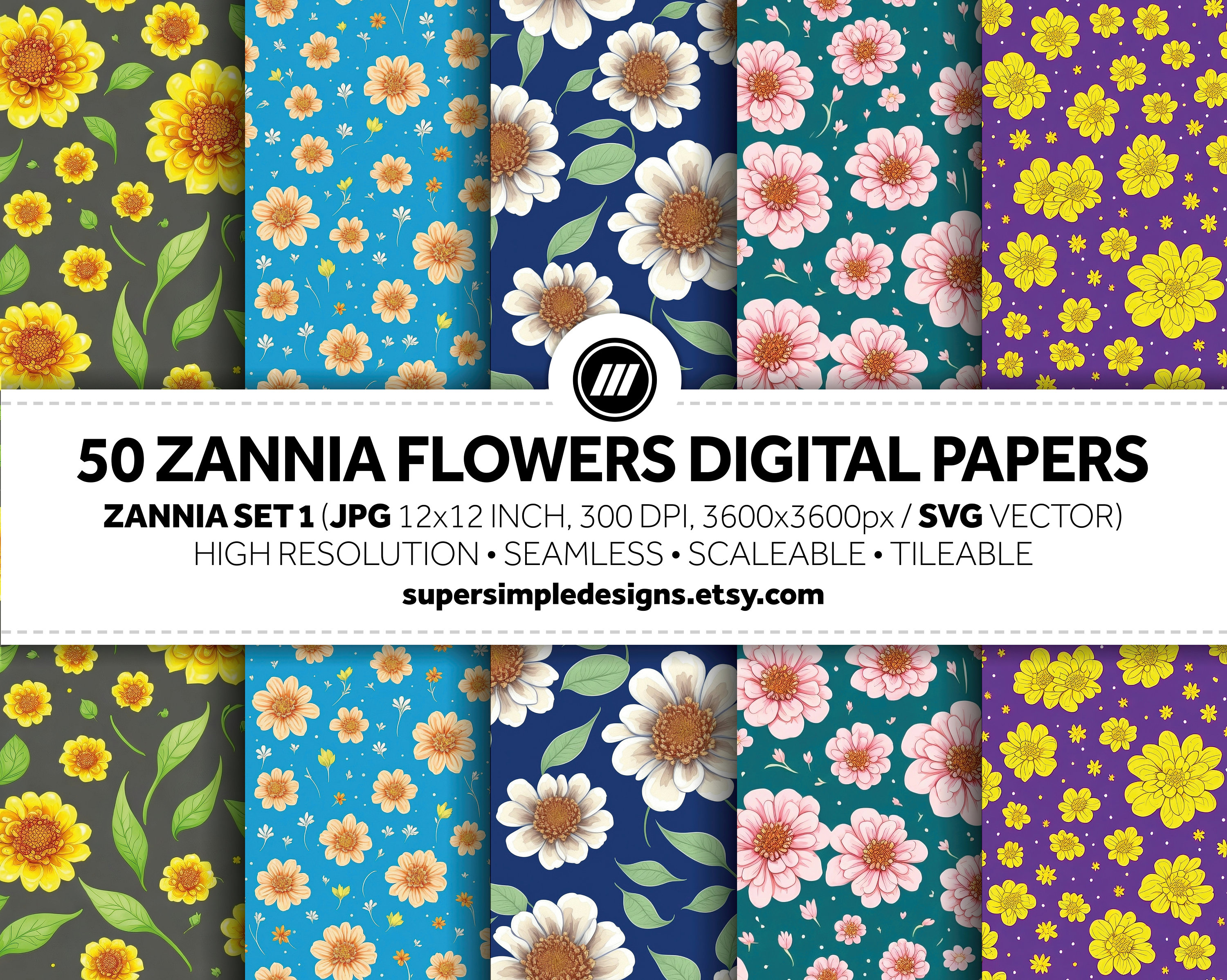 Zinnia Harmony: Set 1 of Zannia Floral Bliss. Immerse Yourself in the ...