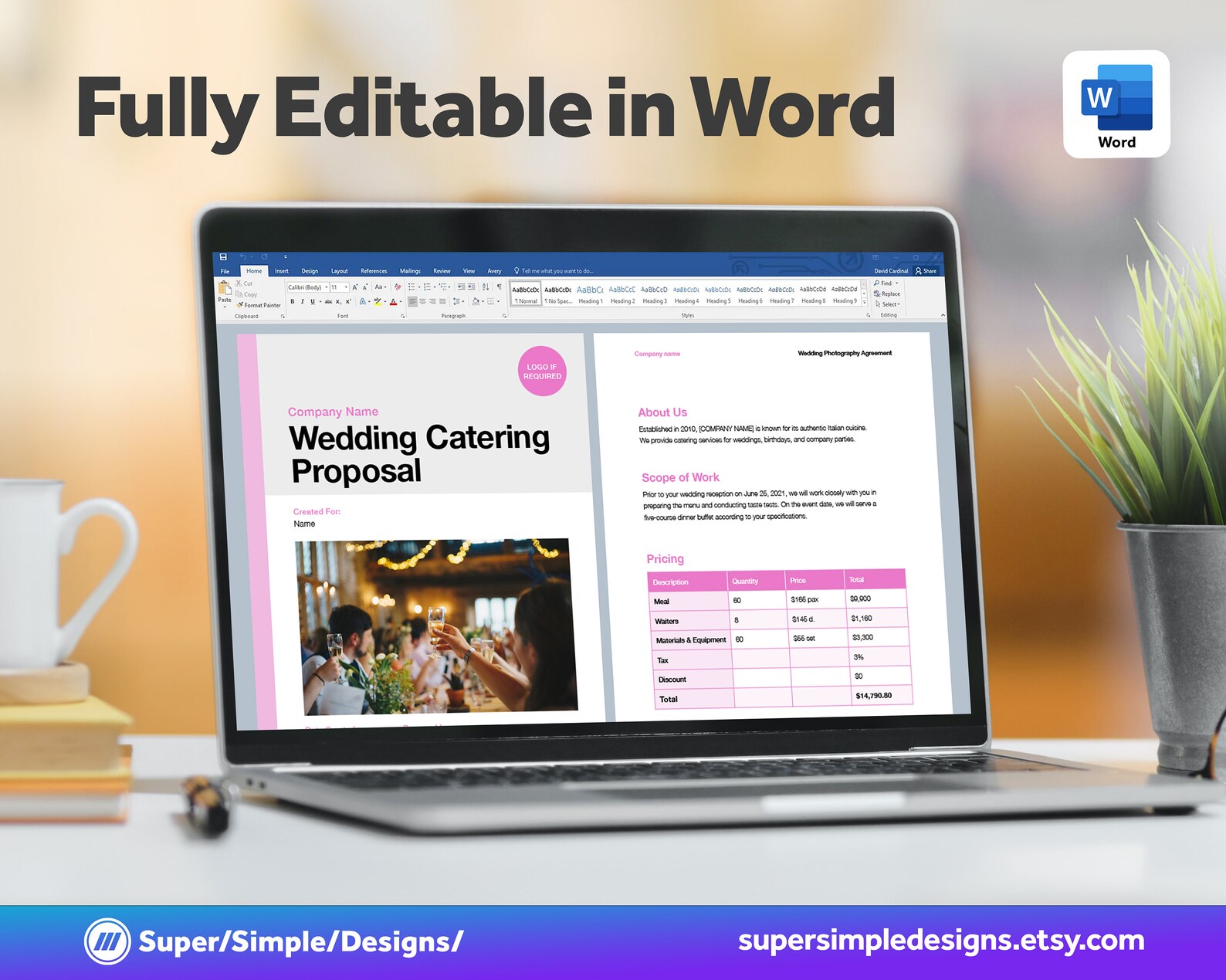 Canva Wedding Catering Proposal Template Written Booking Printable ...