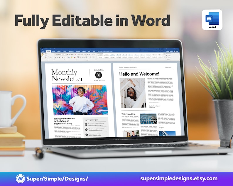 Canva Newsletter Single and Double Page Template | 8.5x11, 5.5x8.5, A4 ...