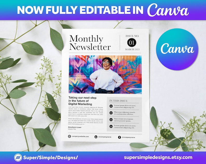 Newsletter Mix and Match Template, Fully Editable in Canva, Pages, Word ...