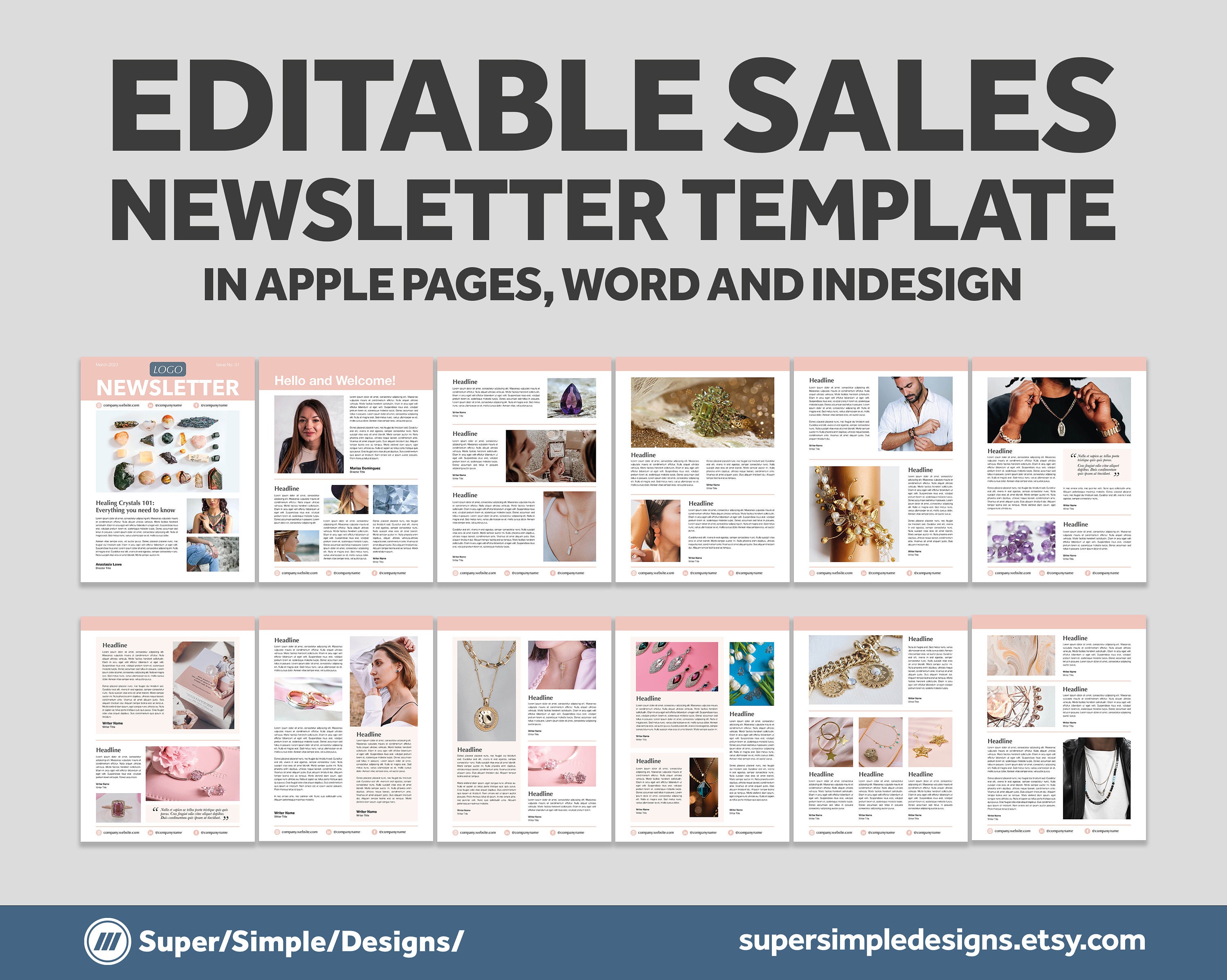 Sales Newsletter Mix and Match Template, Fully Editable in Pages, Word ...