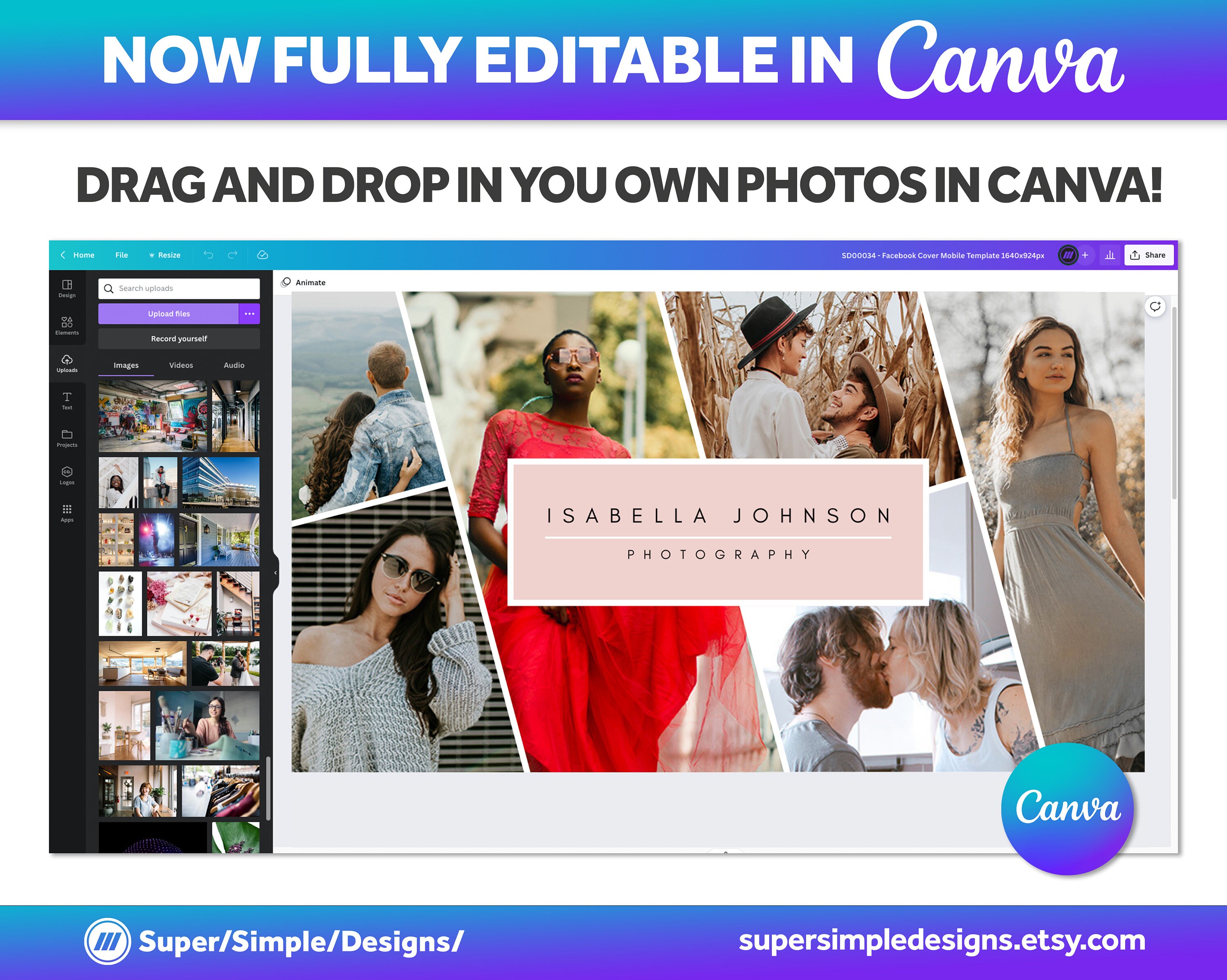 Canva Facebook Cover Photo Template for Photographers Desktop and ...