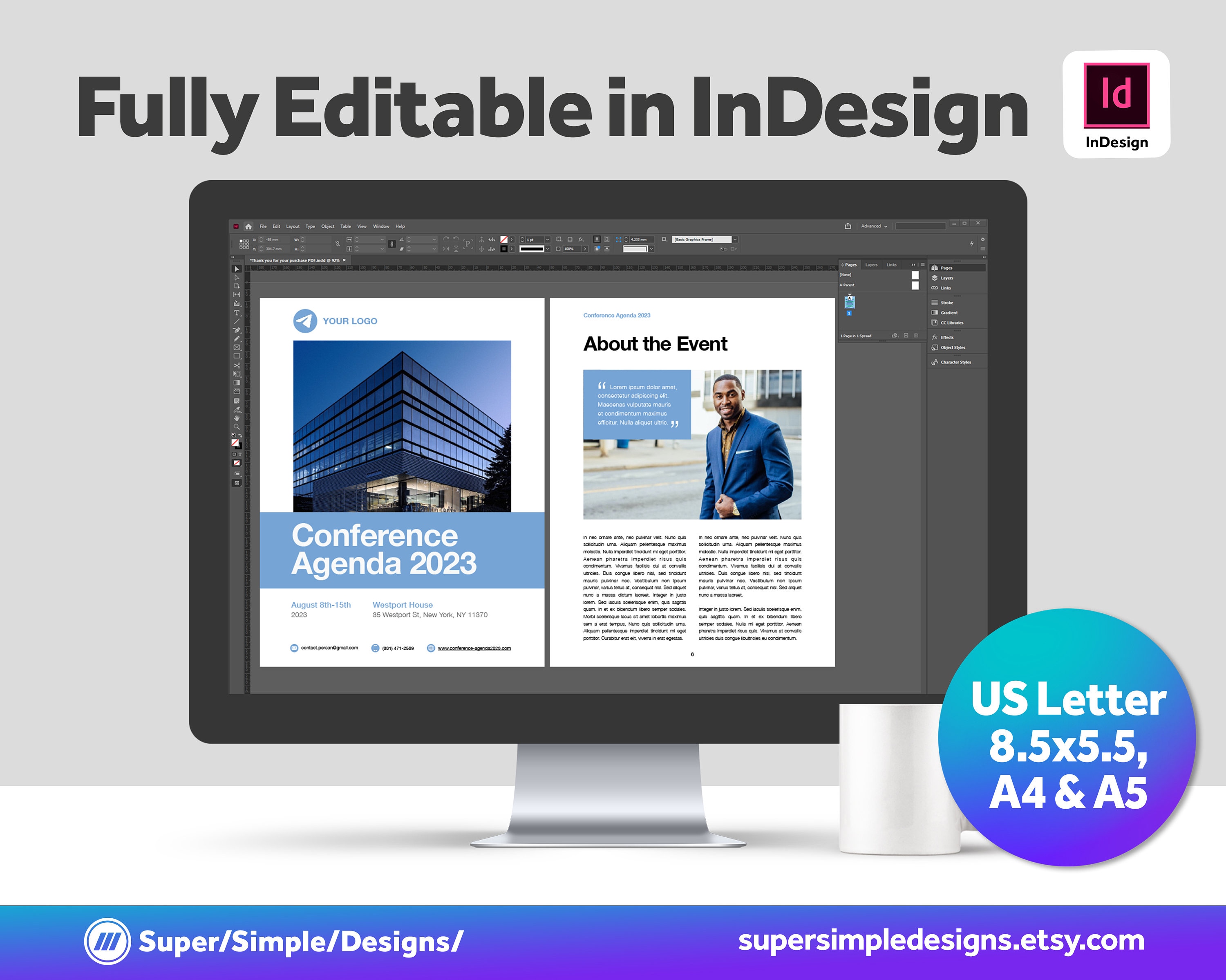 Conference Exhibition Agenda Template for Canva, Pages, Word and ...