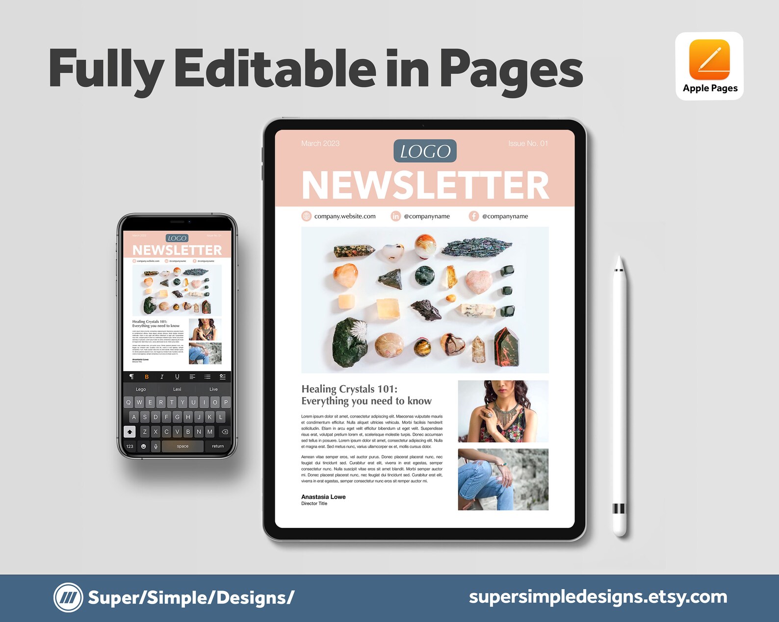 Sales Newsletter Mix and Match Template, Fully Editable in Pages, Word ...