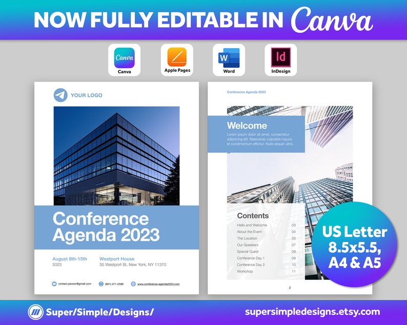Conference Exhibition Agenda Template for Canva, Pages, Word and ...