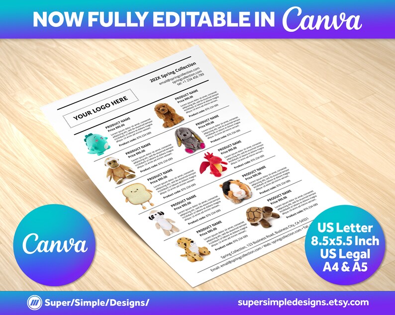 Canva Printable Product Price List, Printable Wholesale Catalog ...