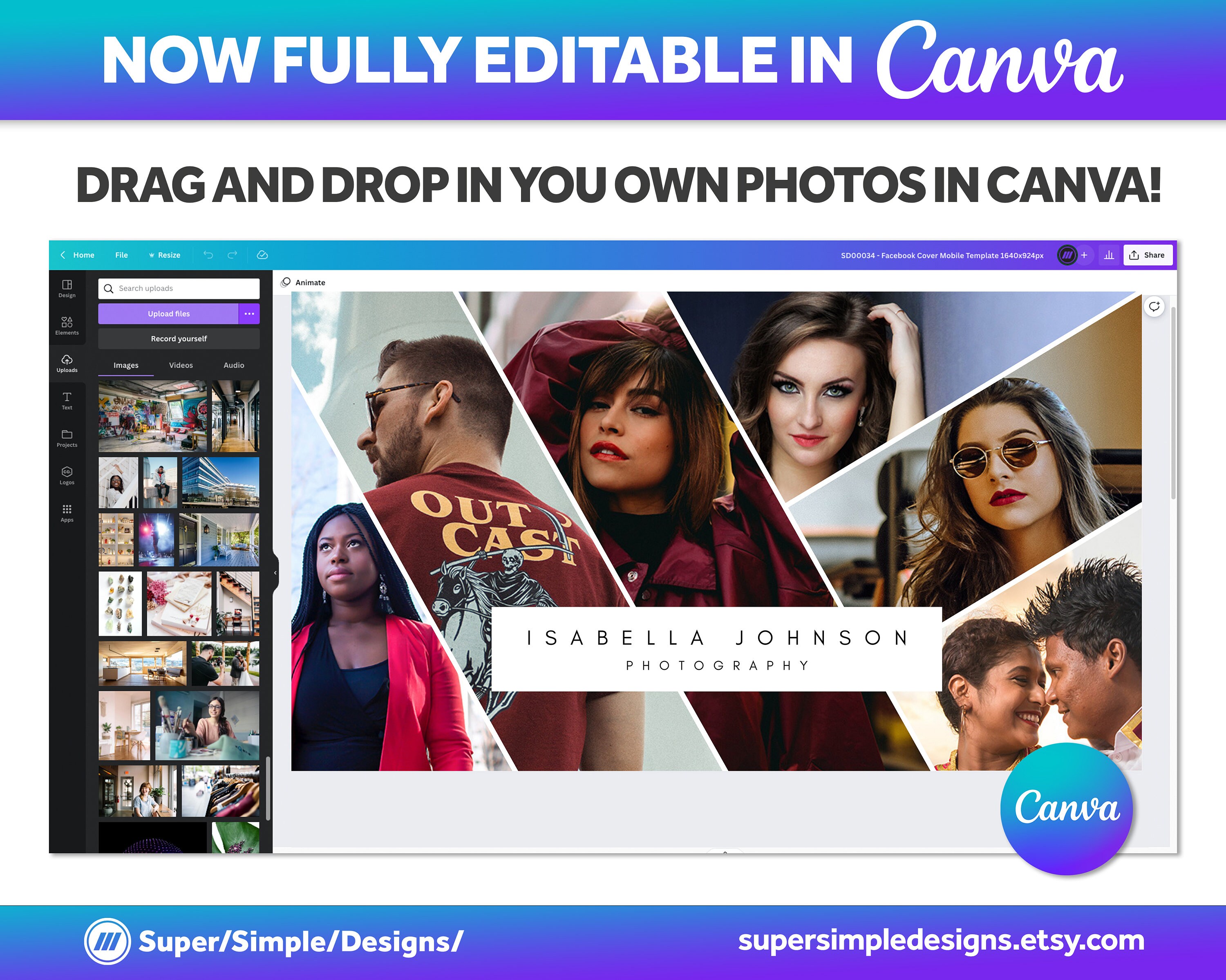 Canva Facebook Cover Photo Template for Photographers Desktop & Mobile ...