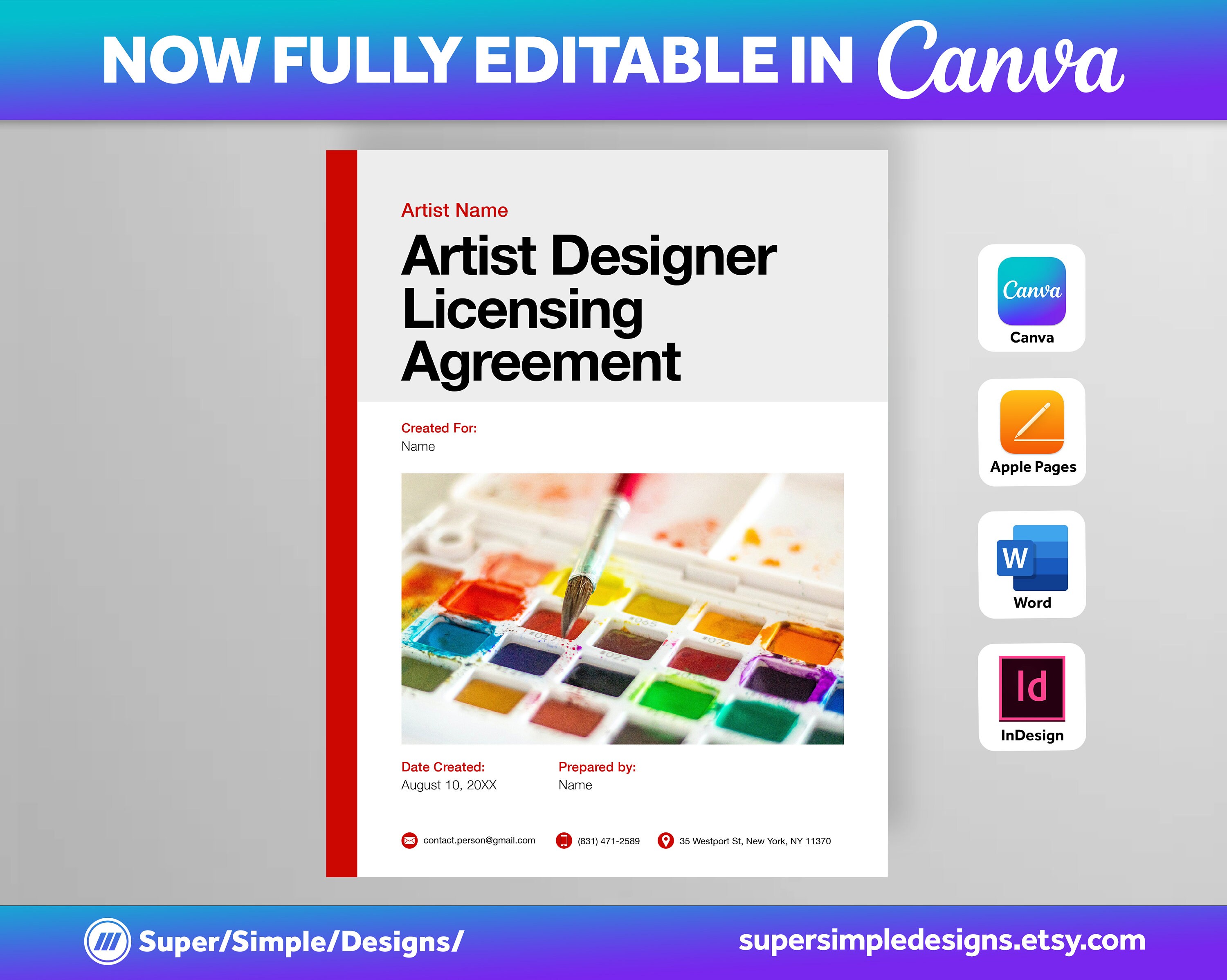 Canva Artist Designer Licensing Agreement Template | Fully Written ...