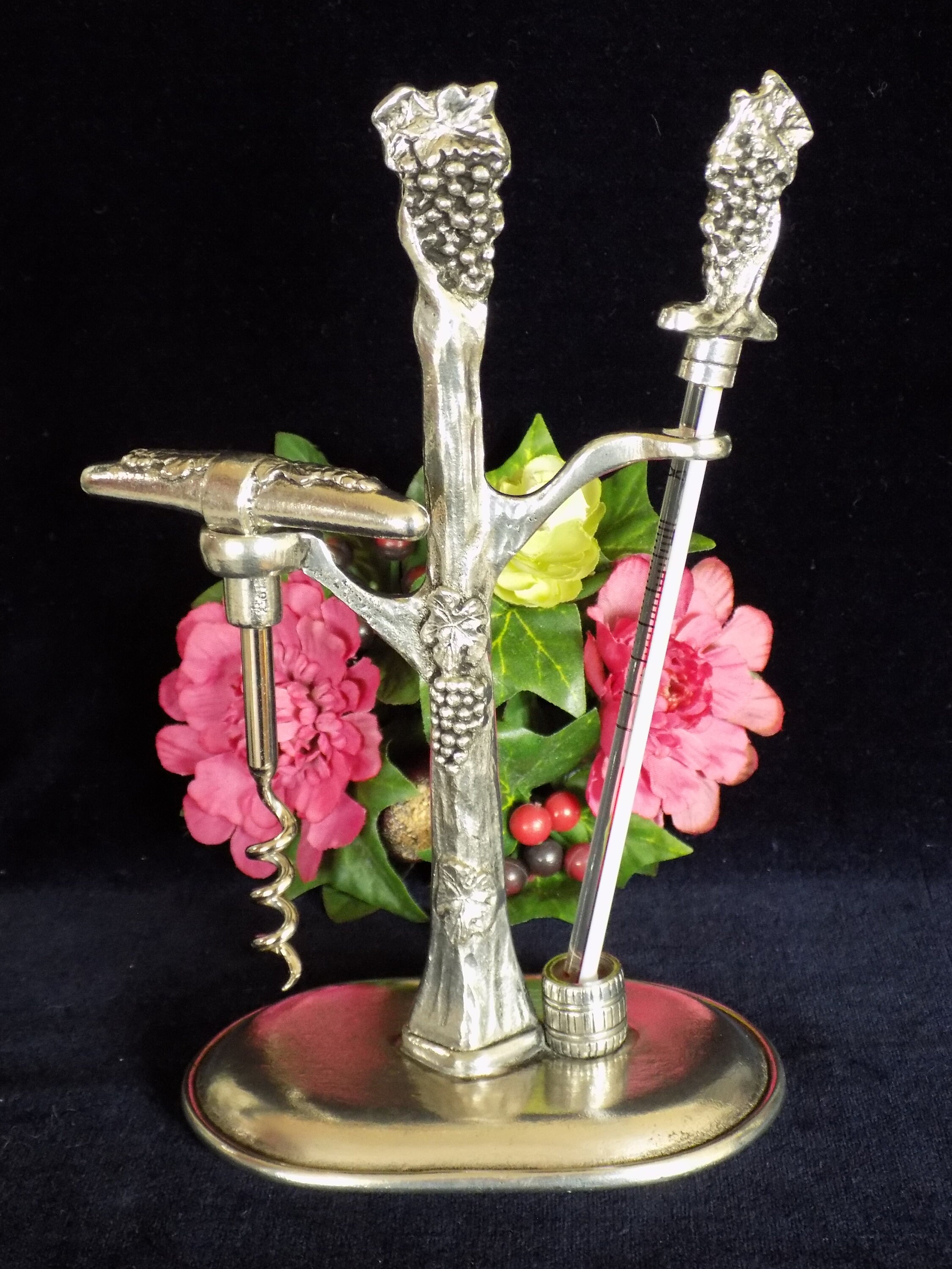 VINTAGE WINE Set.pewter Stand With Corkscrew and Wine | Etsy