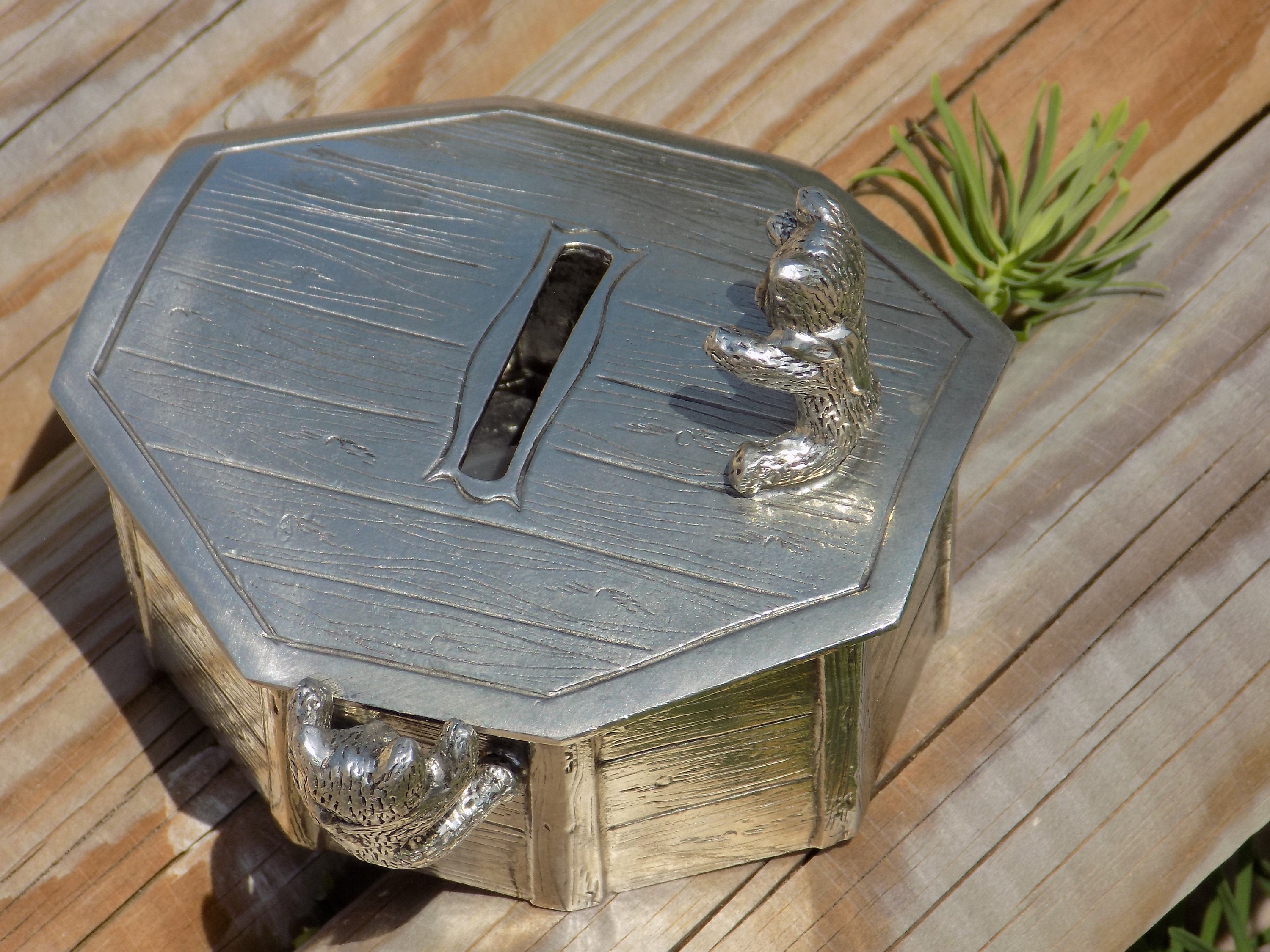 PEWTER TEDDY BEARS Money Box.gelria Tin.royal Dutch Pewter.vintage ...