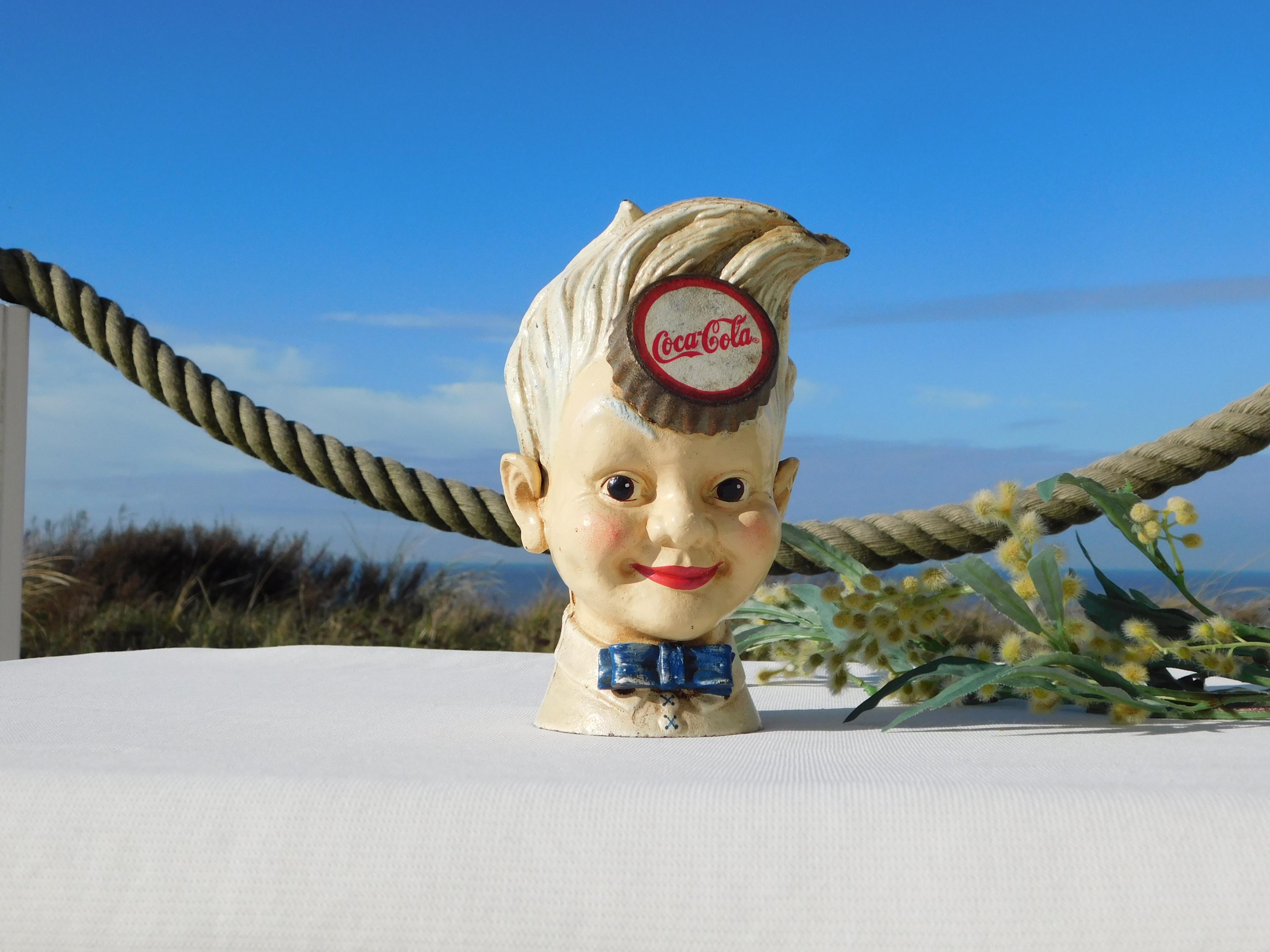 COCA-COLA SPRITE Boy. Vintage Cast Iron Coke Sprite Boy Coin Bank. Coca ...