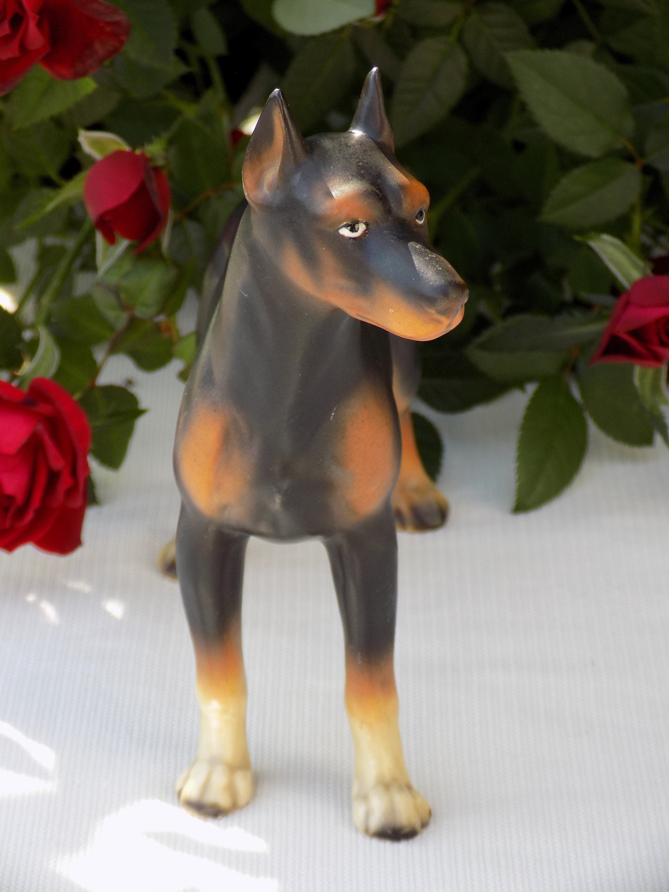 VINTAGE DOBERMAN PINSCHER Dog Figurine.doberman Matte Finish.dobermann ...