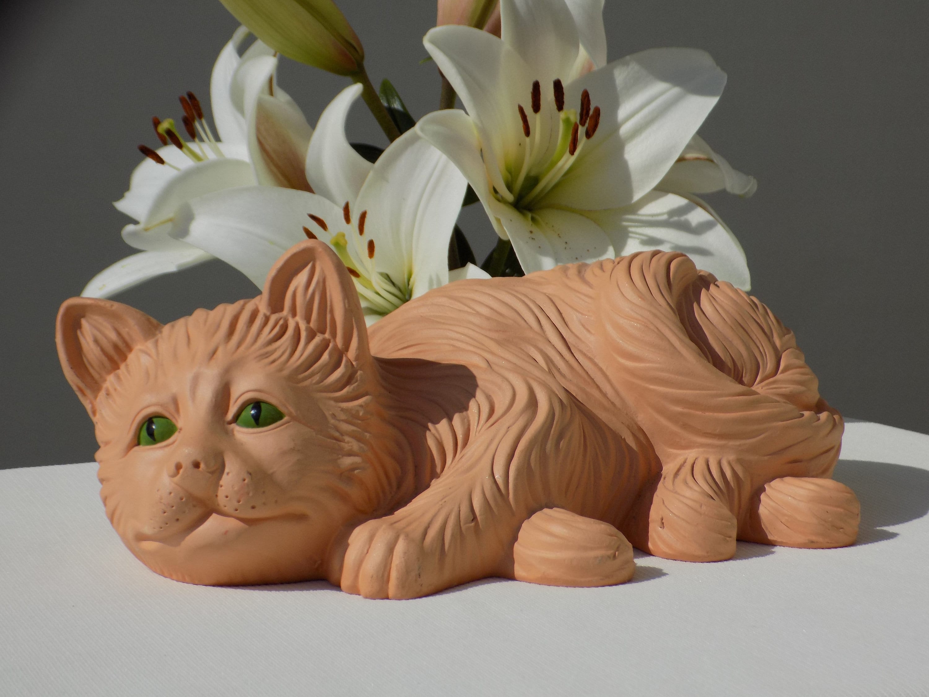 FIGURILLA DE GATO DE TERRACOTA. Terra Cotta Kat.Chat En Terre | Etsy