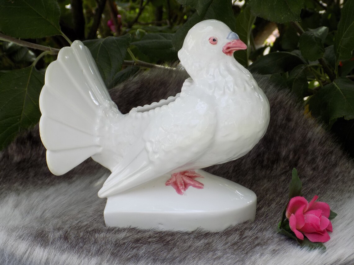 VINTAGE CERAMIC PIGEON With Storage Place.vintage White Dove Planter ...