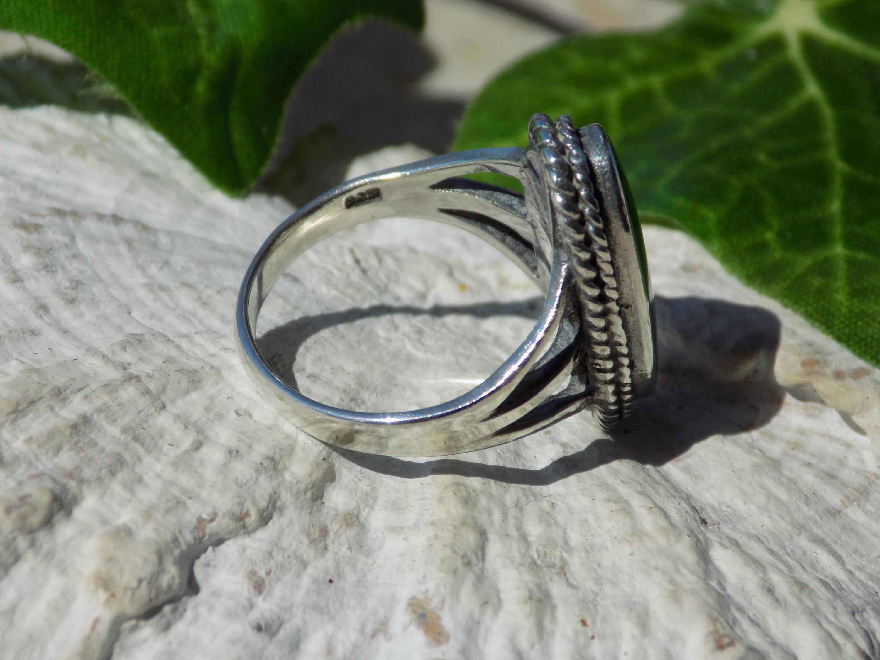 VINTAGE 925 STERLING SILVER Ring With Green Stone in Good | Etsy