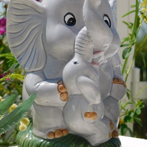 ELEPHANT COIN Banks.ceramic Elephants.two Gray Elephant Piggy Banks ...