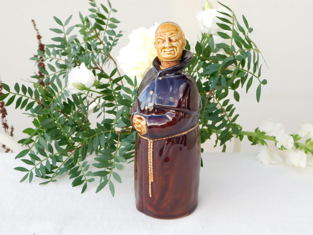 VINTAGE MONK DECANTER With Cork Stopper Figurine.ceramic Friar Bottle ...